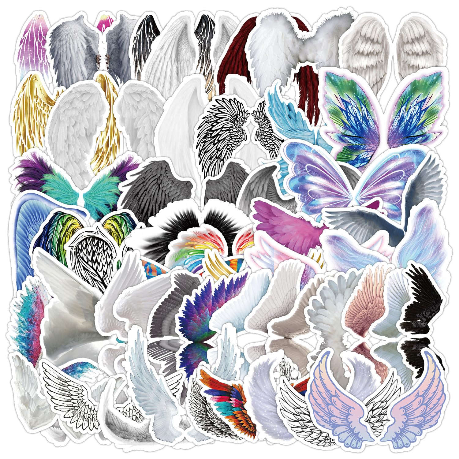 Amazon.com: Angel Wings Stickers 50 Pcs Cute Colorful Wings Stickers ...