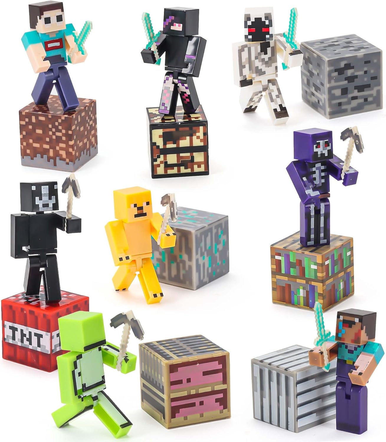Amazon.com: Action Figures Collection Figure Set - 8Pac Pixelated Video ...