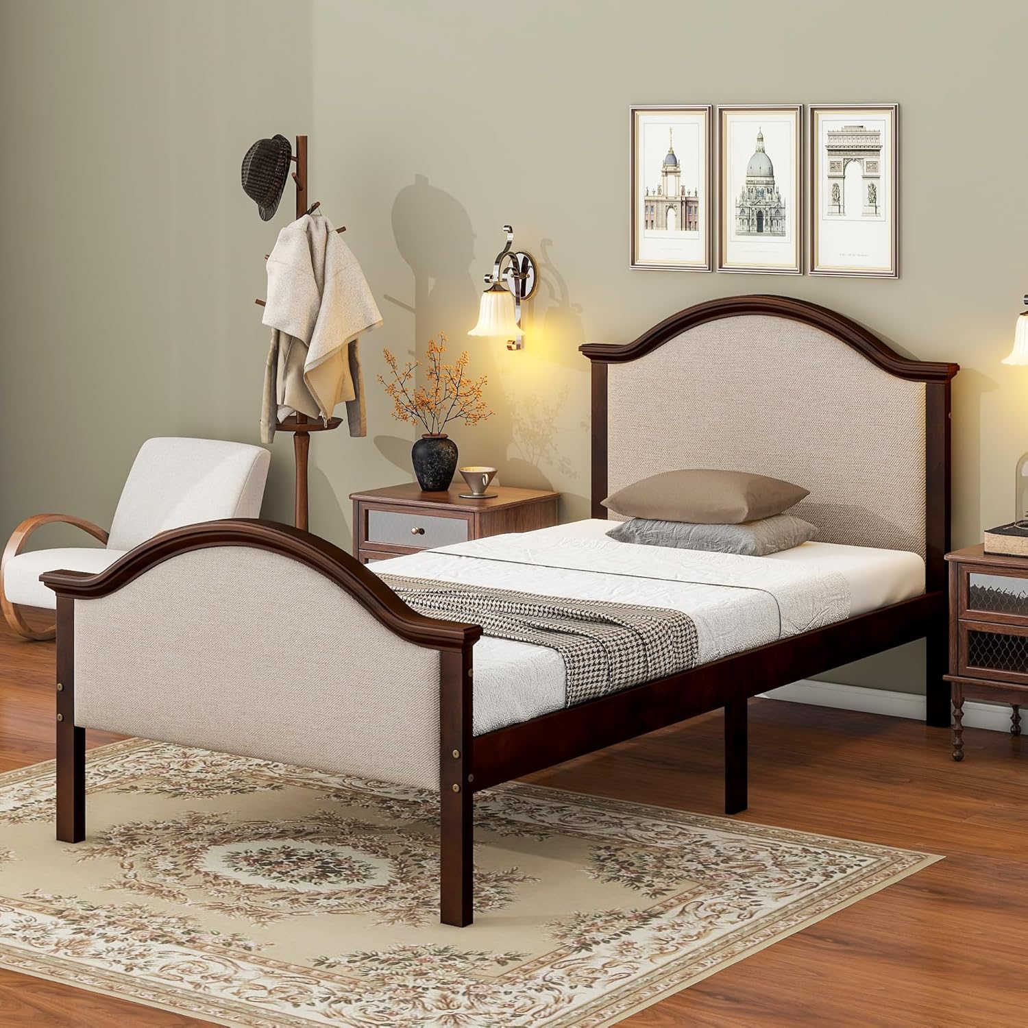 Amazon.com: Bellemave Twin Size Bed Frame with Headboard and Footboard ...