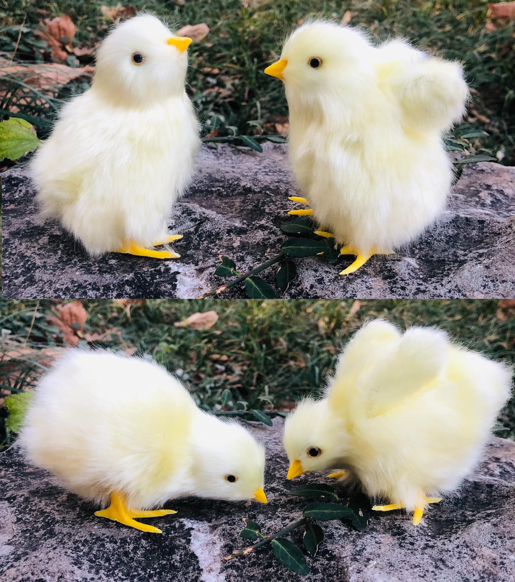 8 Pcs Chirping Spring Easter Chicks Decor Set 4 Pcs Fluffy Realistic ...