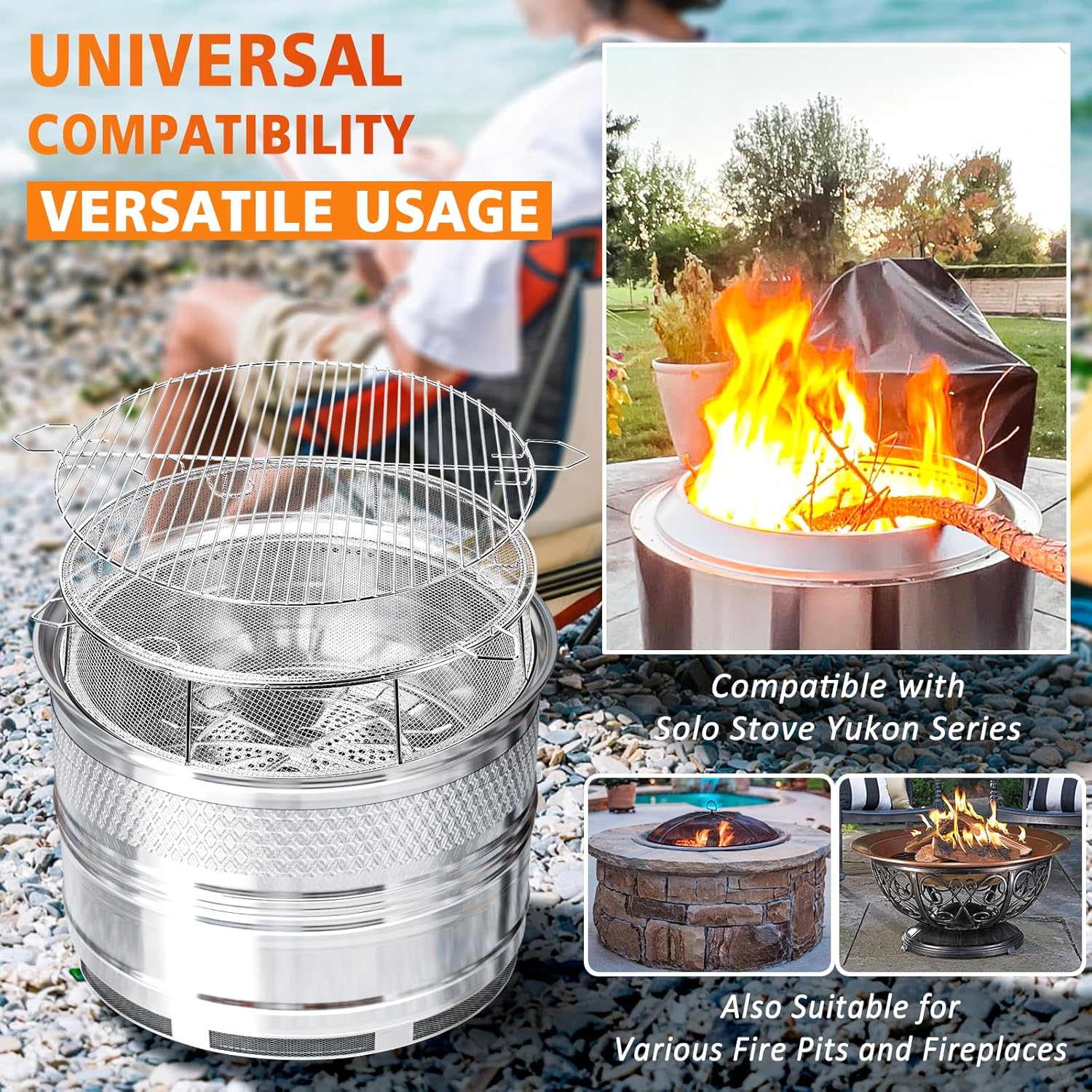 Hisencn Kit de accesorios para fogata Yukon de 27 pulgadas, parrilla de ...