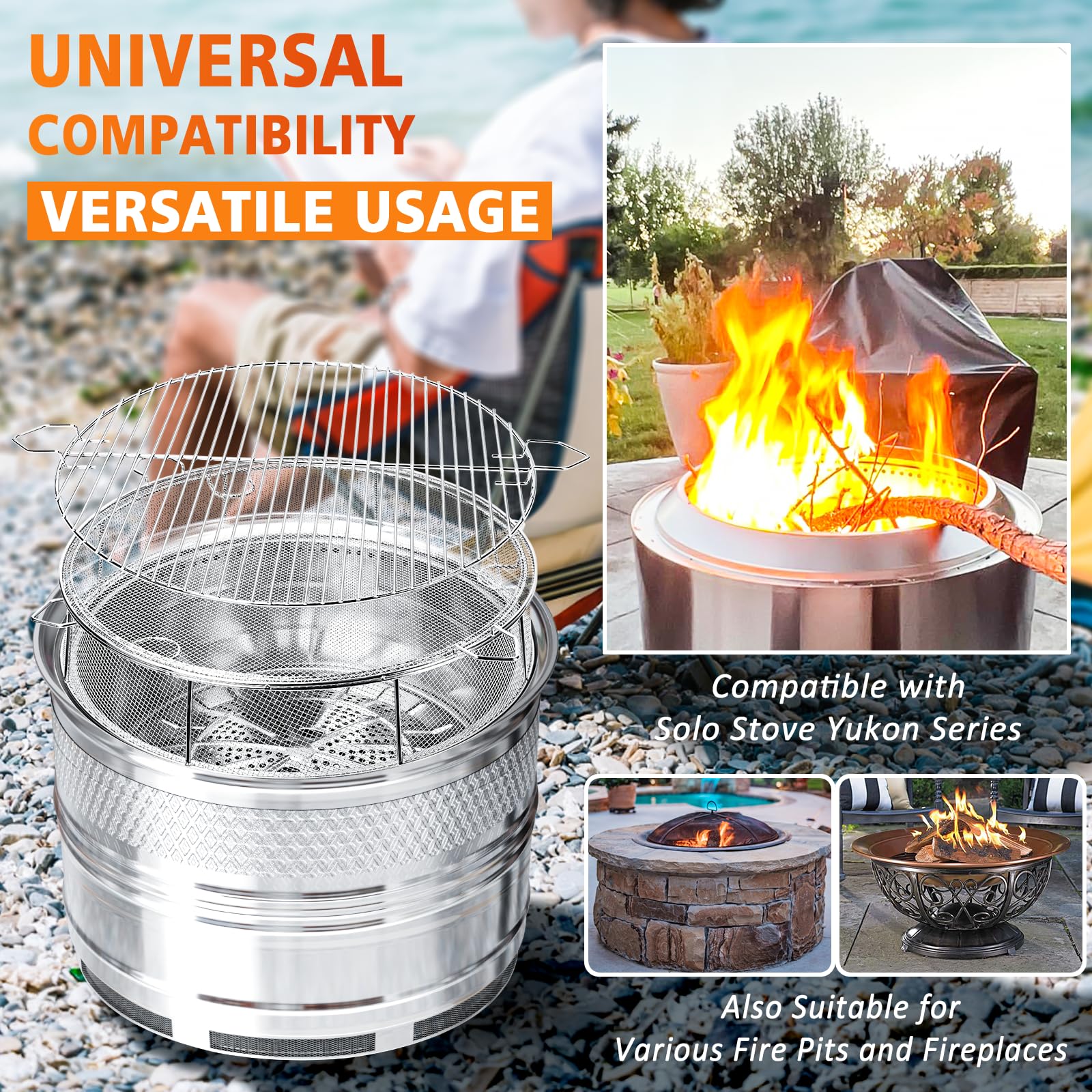 Hisencn Fire Pit Accessory Kit for Solo Stove Yukon 27 Inch, 304 ...