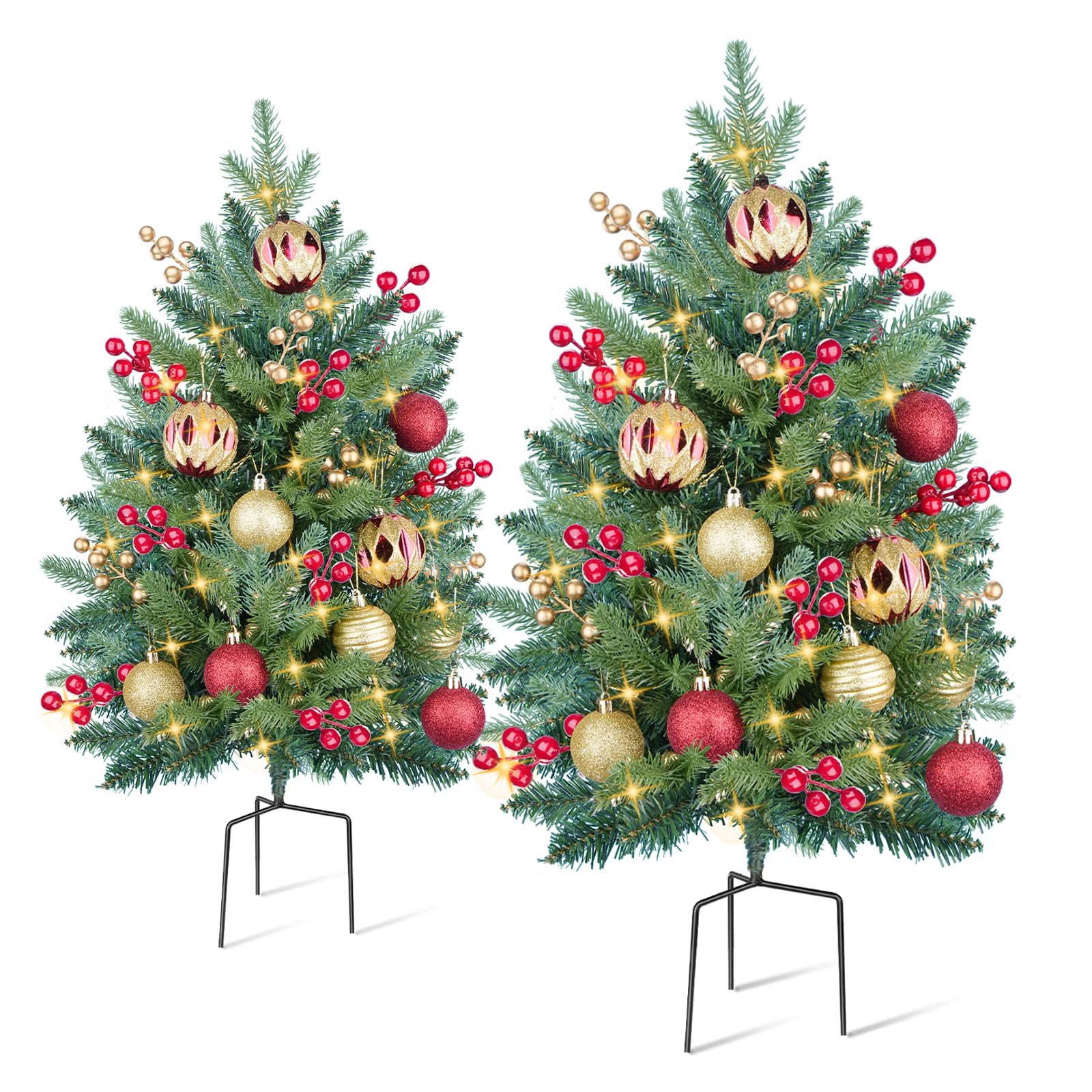 Amazon.com: 23.6'' Mini Artificial Christmas Tree with LED Lights and ...