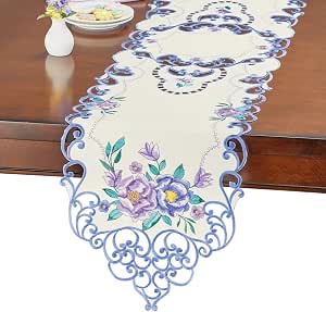 Amazon.com: Collections Etc Elegant Embroidered Rose Floral Table ...