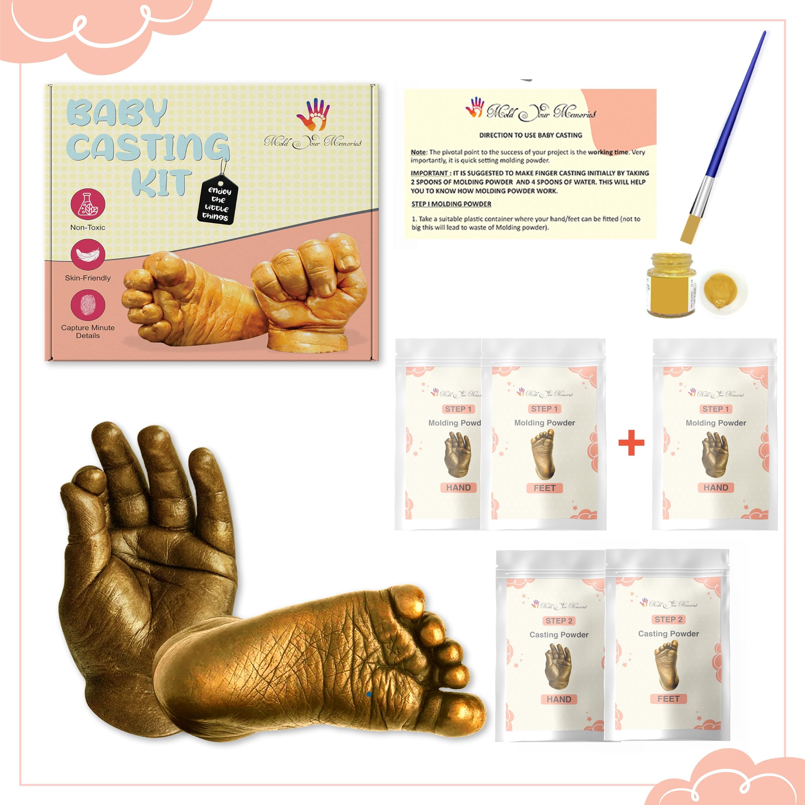 Mold Your Memories Baby Casting kit for baby hand and foot Impression ...