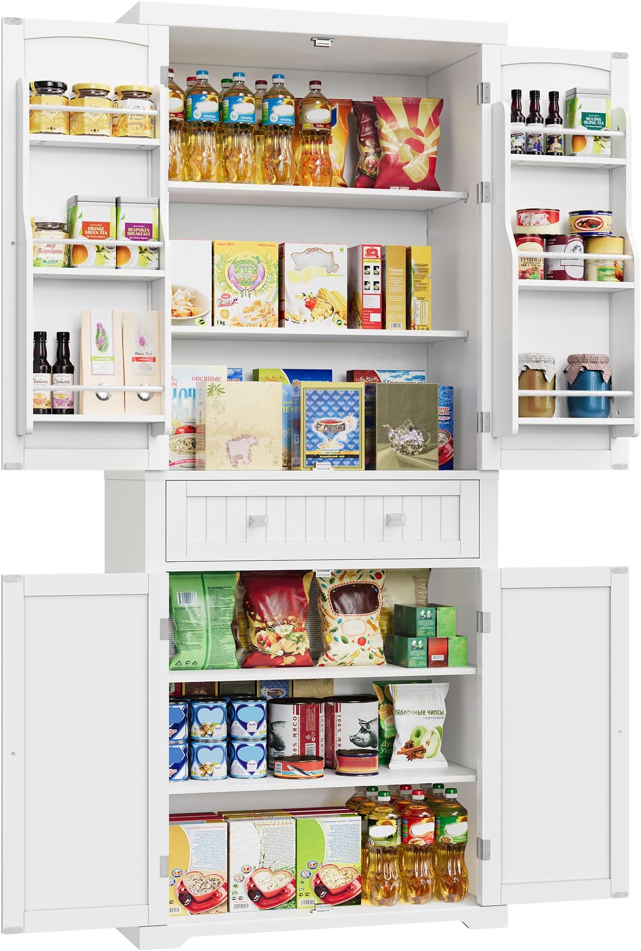 Amazon.com: LARMNEE Kitchen Pantry Cabinet, 70'' Tall Pantry Storage ...