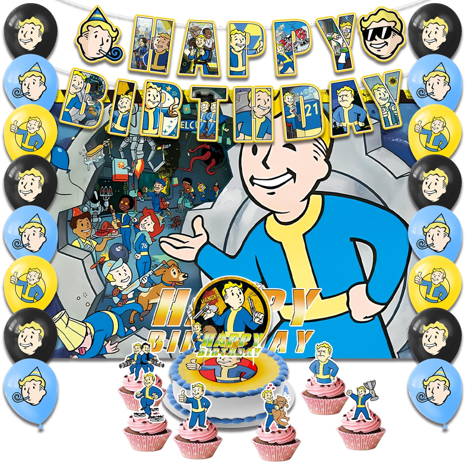 Amazon.com: Fuyhiuous 42pcs Fallout Birthday Party Supplies Pack ...