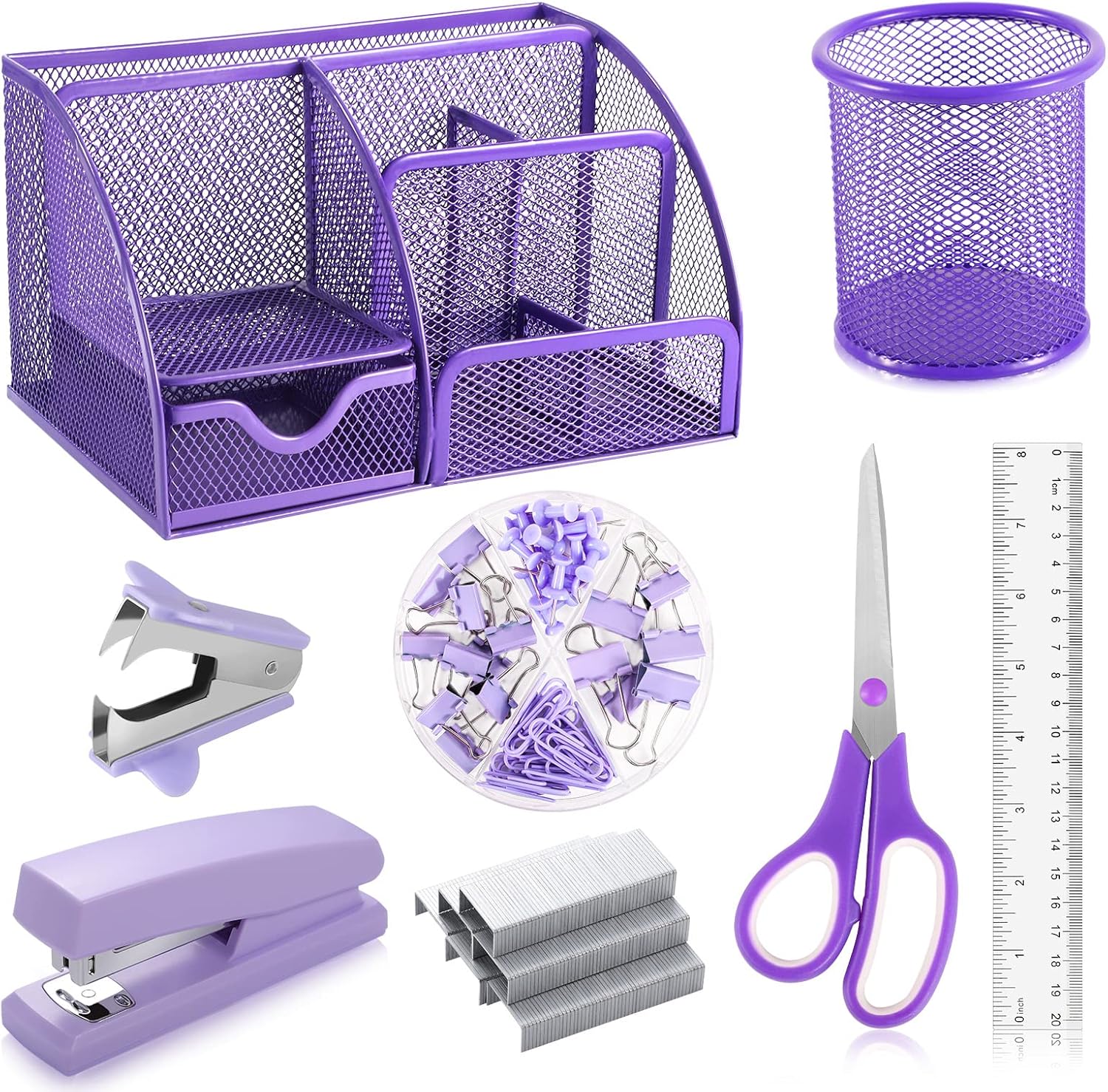 BESARME Purple Desk Organizers and Accessories, Purple Office Supplies ...