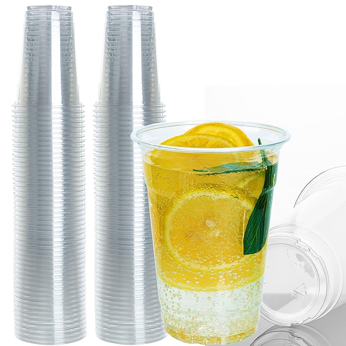Buy Clear Plastic Cups 16 oz - 100 Count Disposable Plastic Cups ...