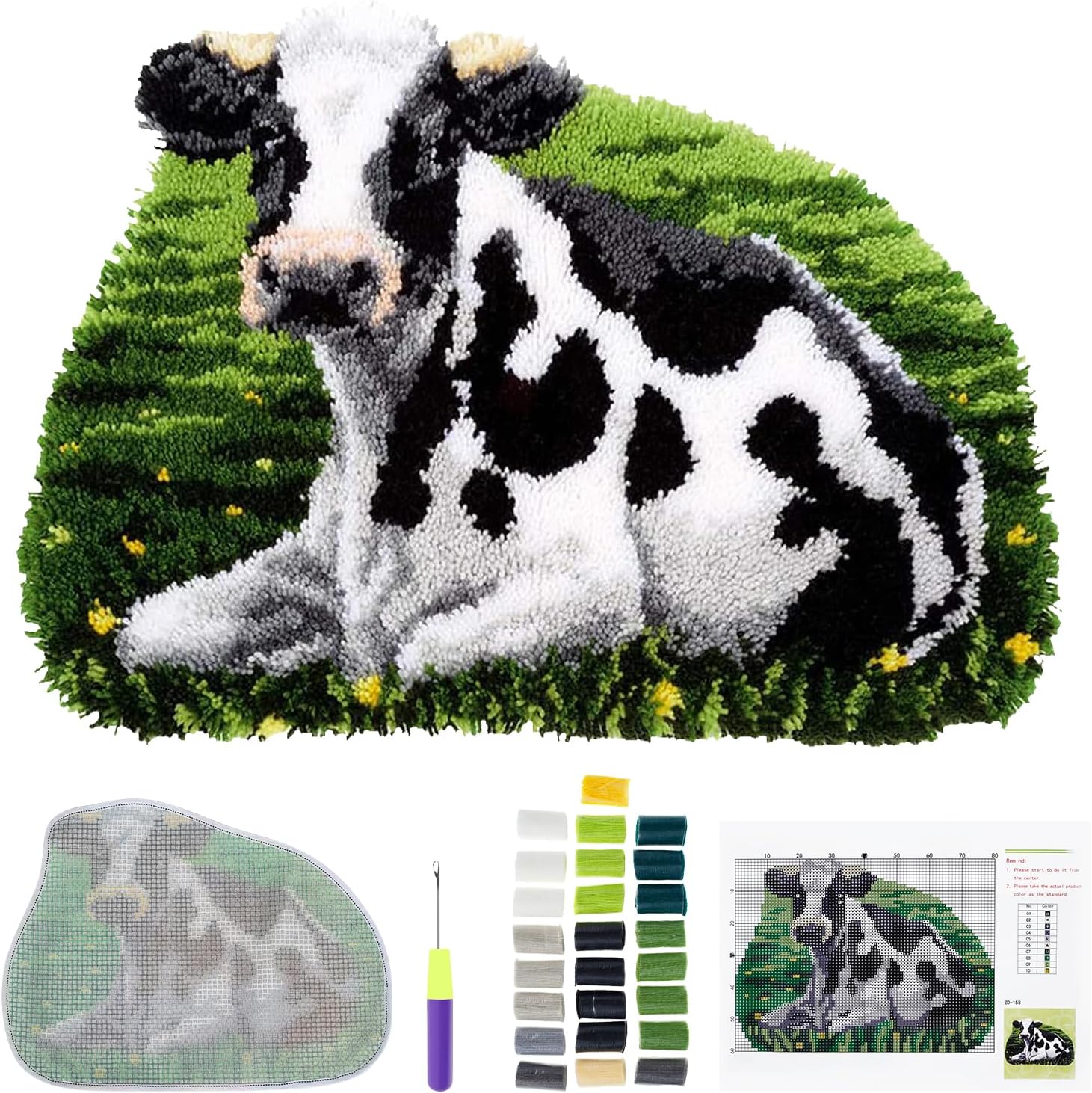 Amazon.com: Latch Hook Pillow Kits, Cute Cartoon Animal Theme Latch Hook Kits for Adults Kids ...