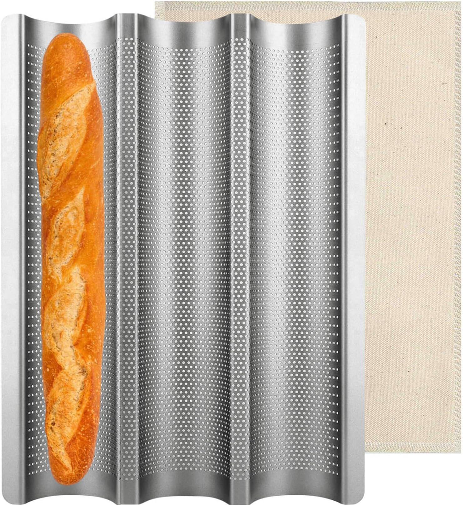 Amazon.com: Baguette Pan Nonstick Baguette Pans 3 Loaves French Bread ...