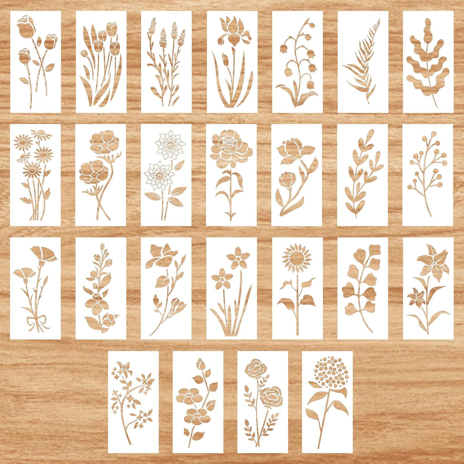Gosknor 25pcs Wildflower Stencils for Painting, Botanical Floral ...