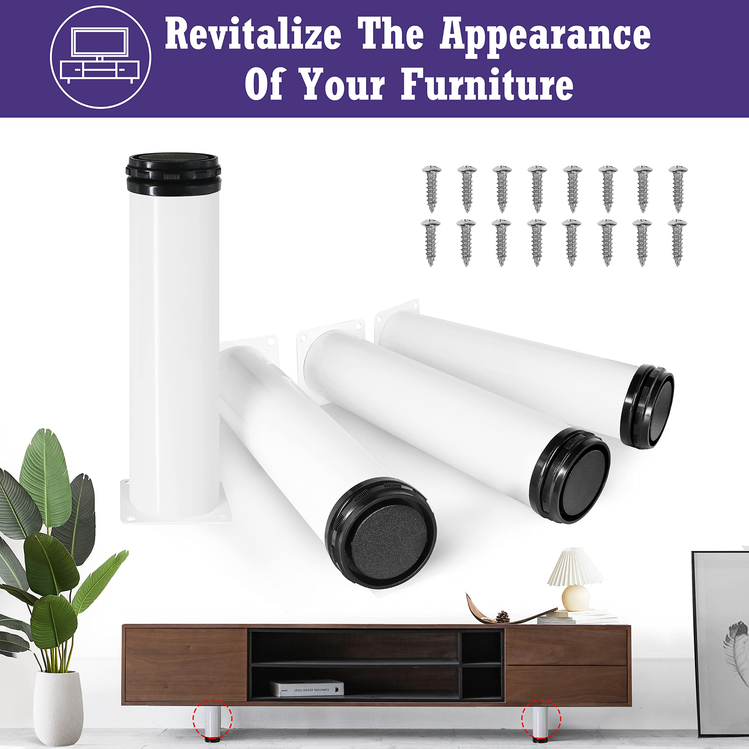 Snapklik.com : Masendelk 8 Inch Metal Furniture Legs Stainless Steel ...