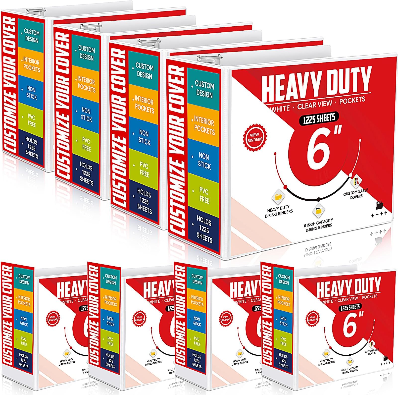 Amazon.com : Sinload 4 Pcs 6 Inch Large Ring Binders with Pockets 3 ...