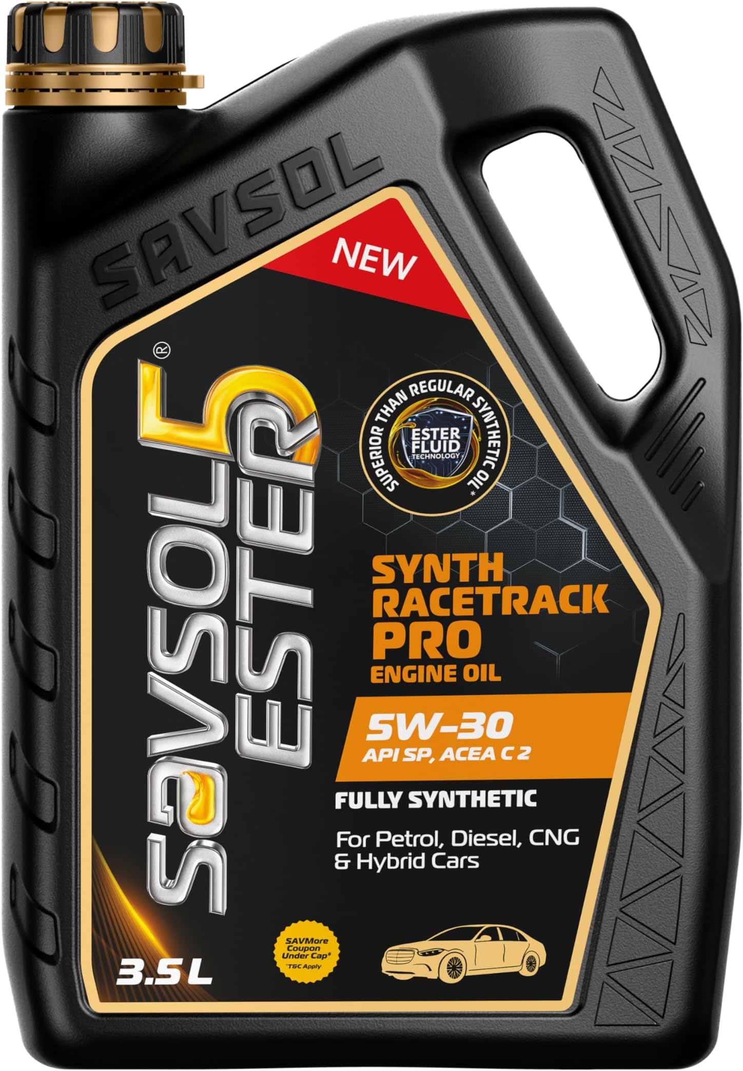 SAVSOL ESTER5 SYNTH RACETRACK PRO 5W-30, Fully Synthetic Engine Oil for ...