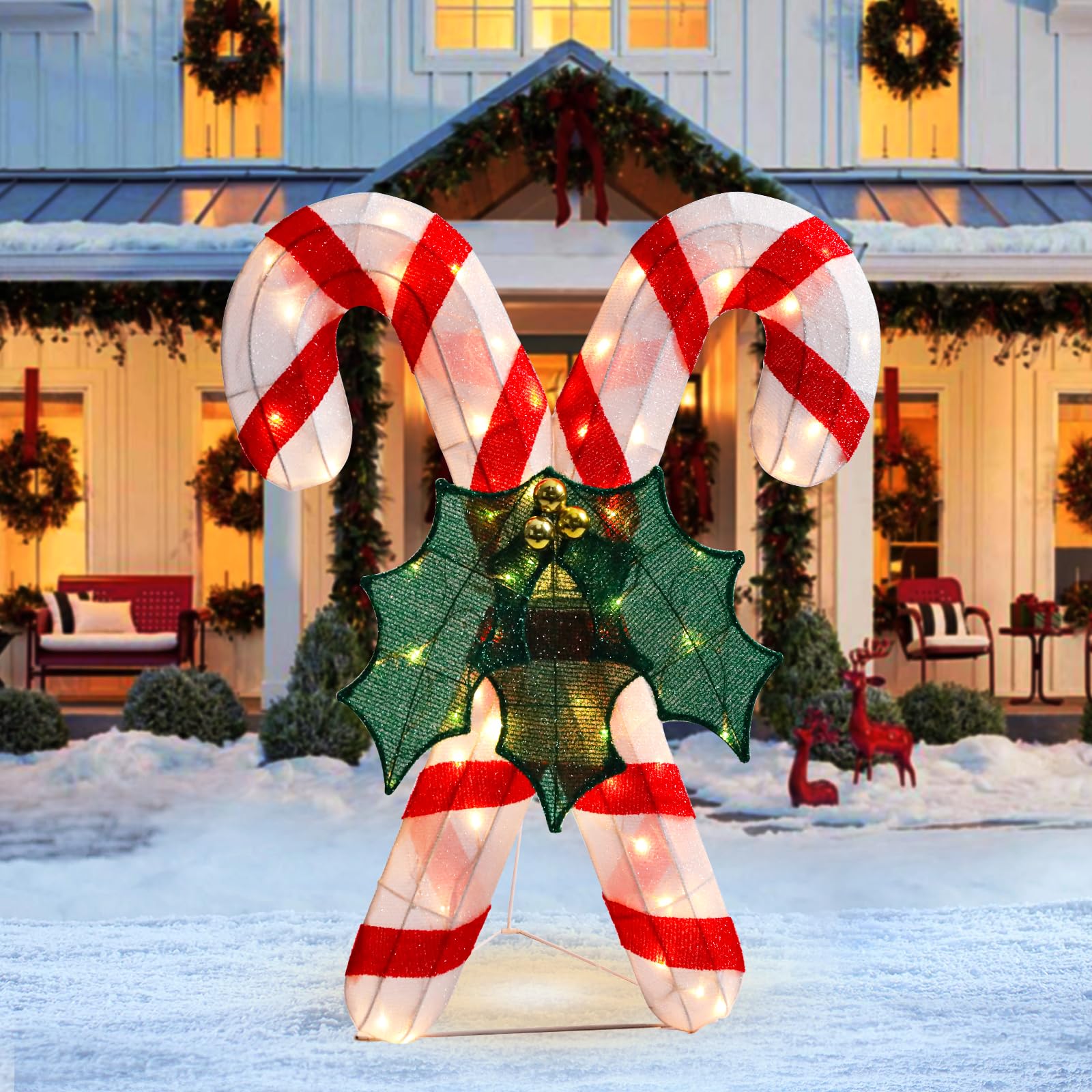 Amazon.com: Christmas Outdoor Candy Cane Decoration Lighted Candy Cane ...