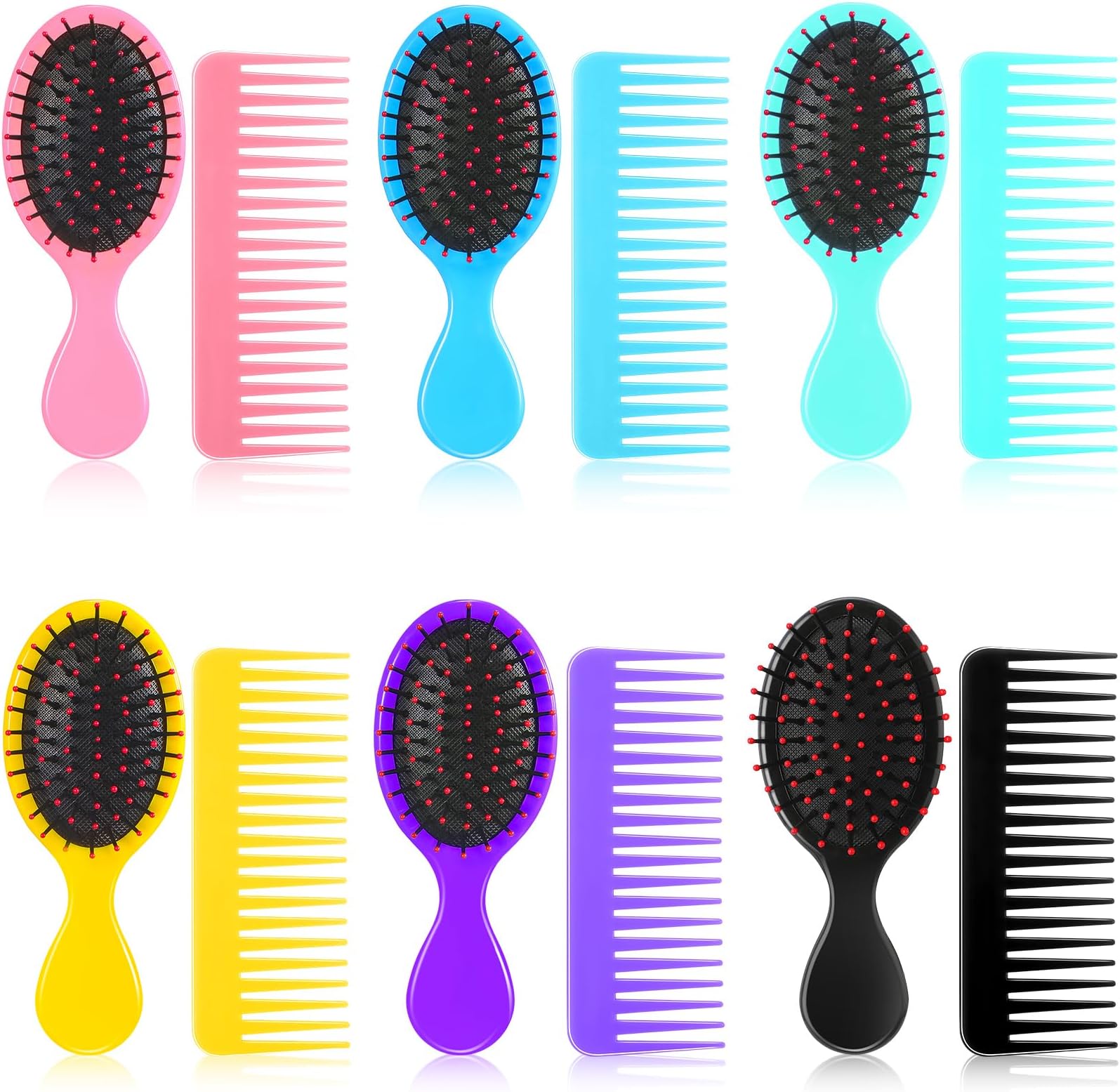 Amazon.com : 12 Pack Wet Small Hair Brush Combs Set, 6 Detangler Mini Brush Detangling Travel ...