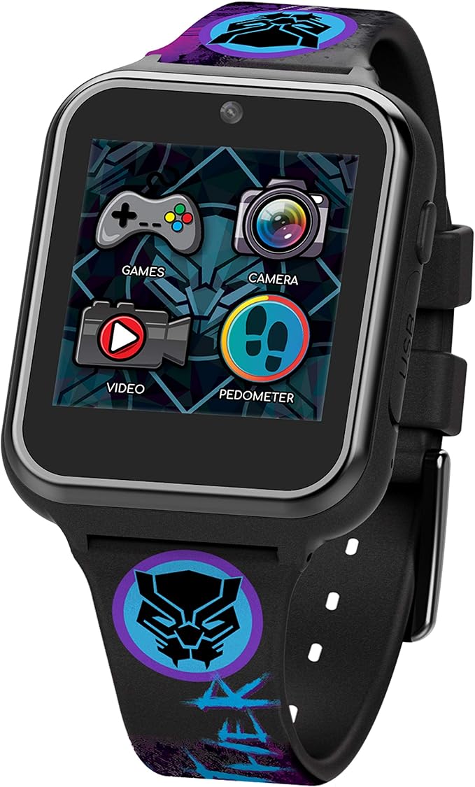 Amazon.com: Accutime Kids Marvel Black Panther Black Educational ...