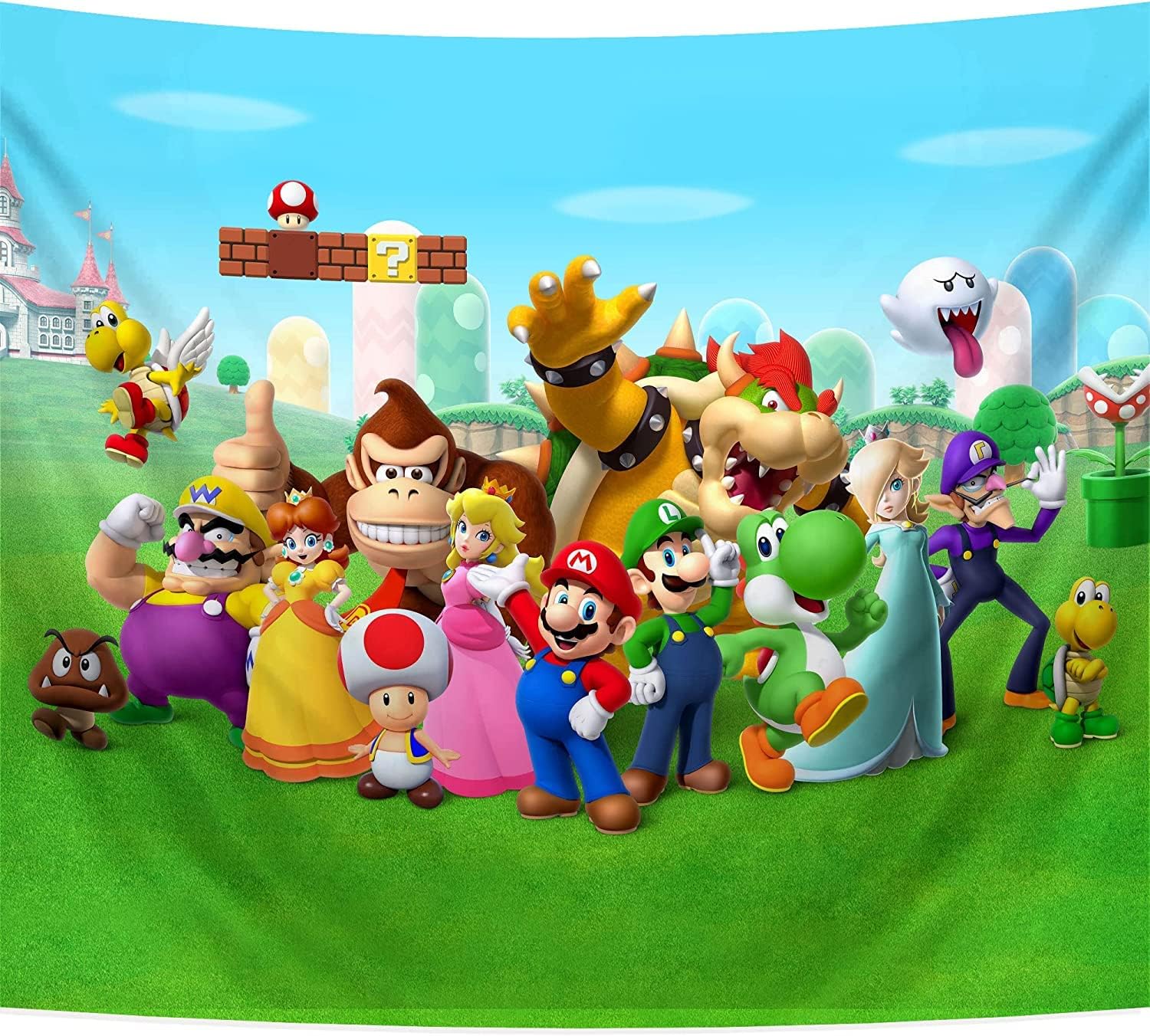 FENDROM Super Mario Backdrop Room Decor Cute Gamer Room Decor Happy ...