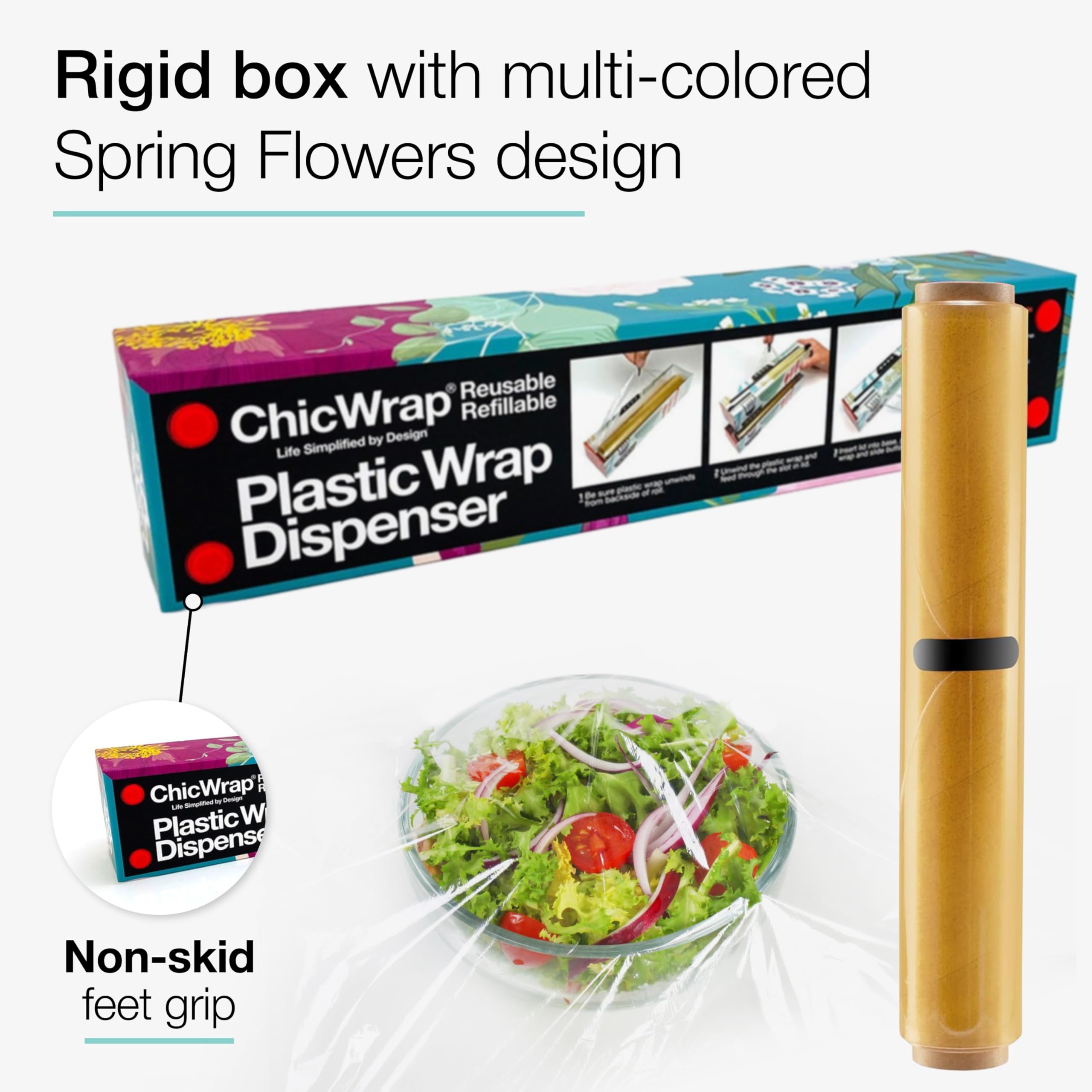 Snapklik.com : Chicwrap Spring Flowers Refillable Plastic Wrap ...