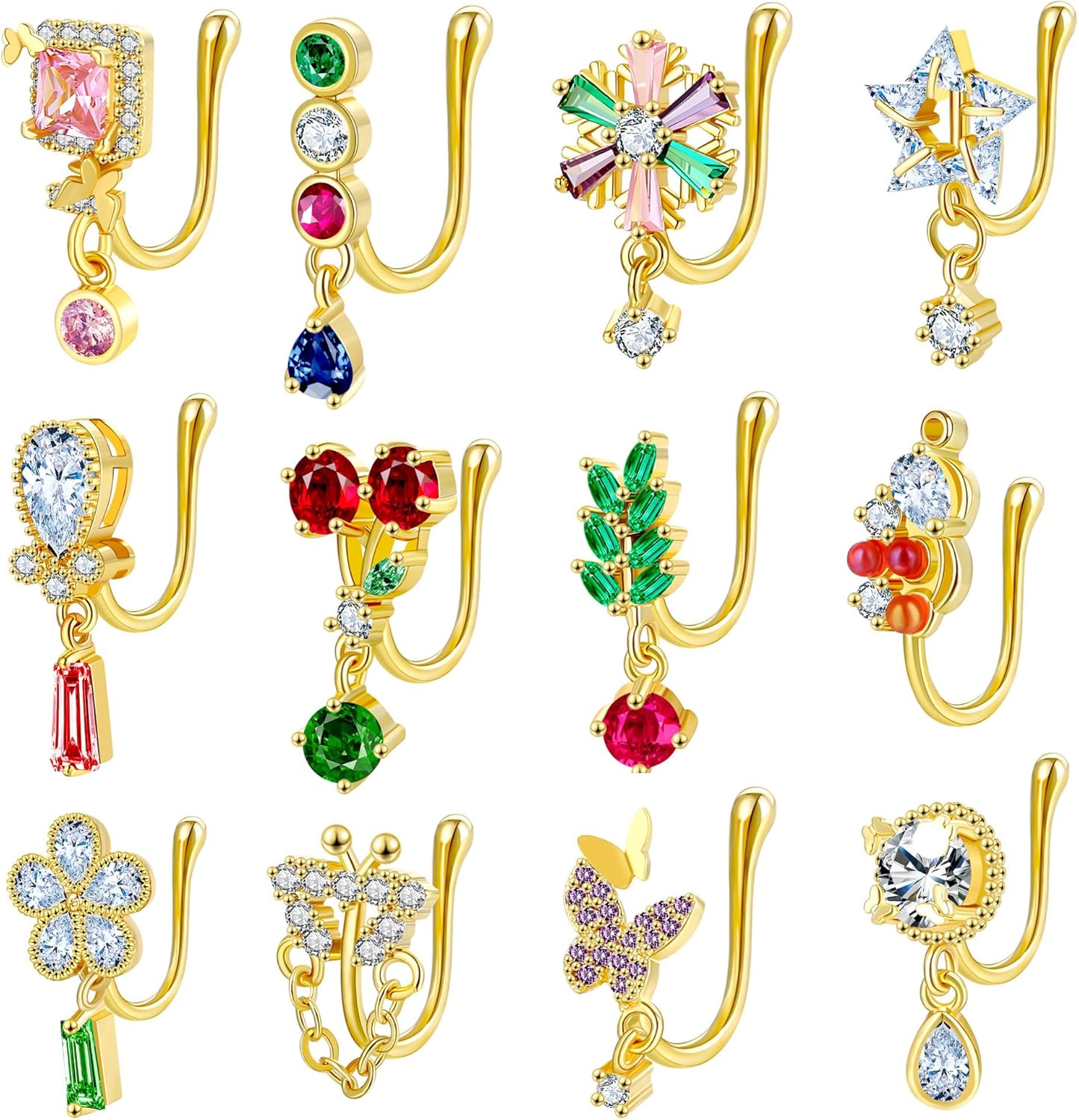 Amazon.com: SEENI Fake Nose Ring Ear Cuff Clip on Helix Cartilage ...