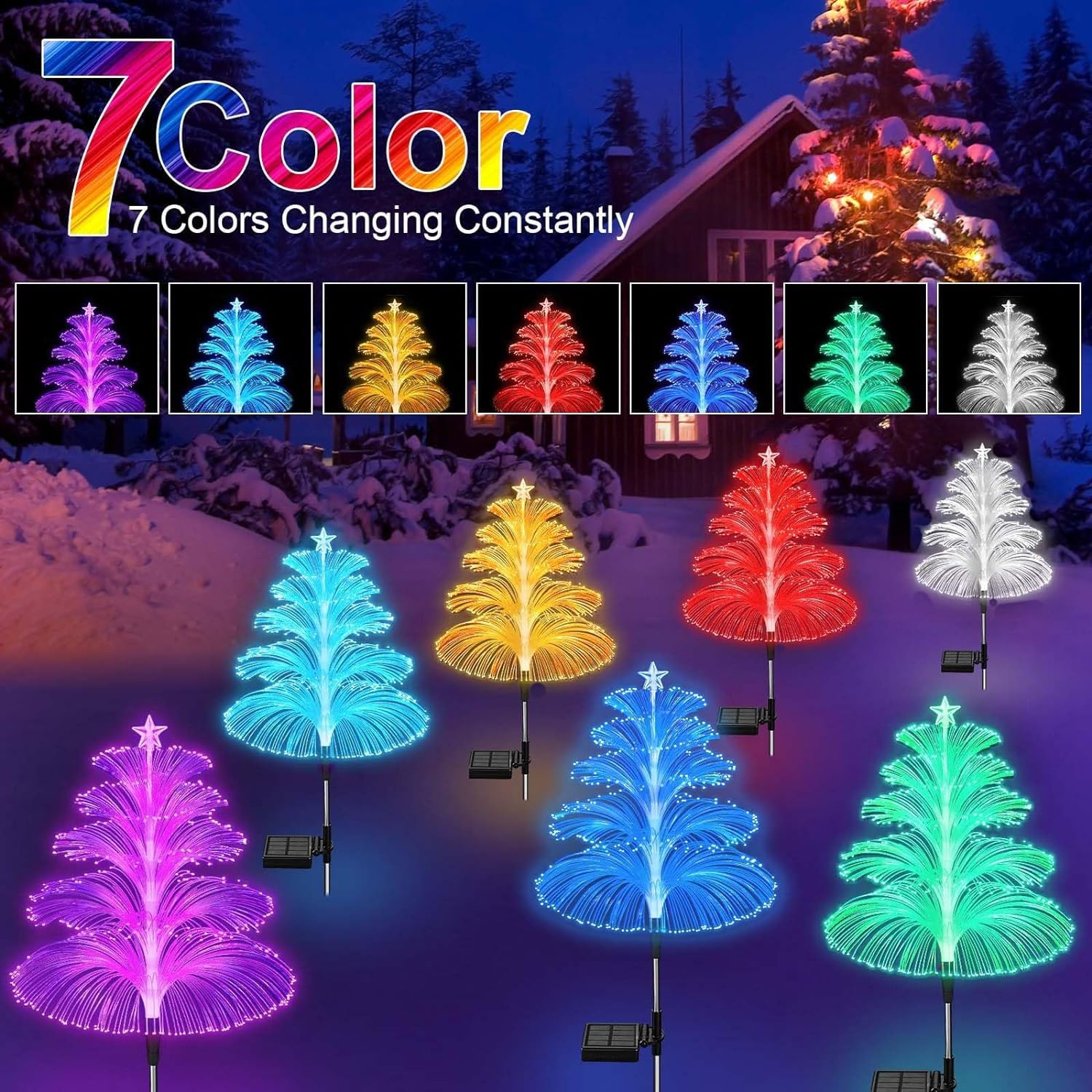 Solar Christmas Path Trees 9 In. Set Of 3 Lit Blow Mold Pathway Trees