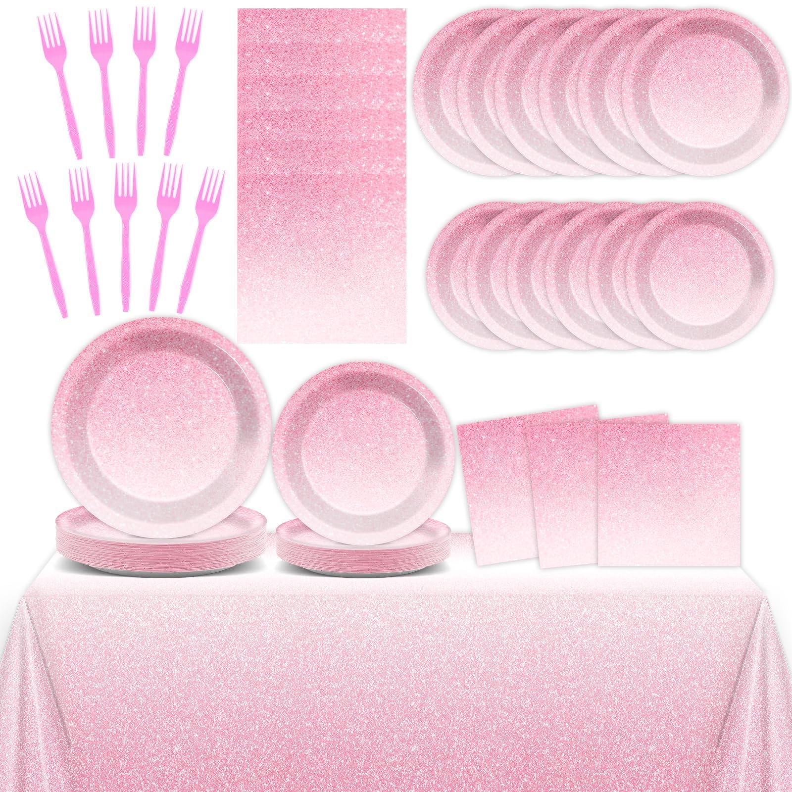 Snapklik.com : 98 Pcs Ombre Pink Party Supplies - Gradient Pastel Pink ...