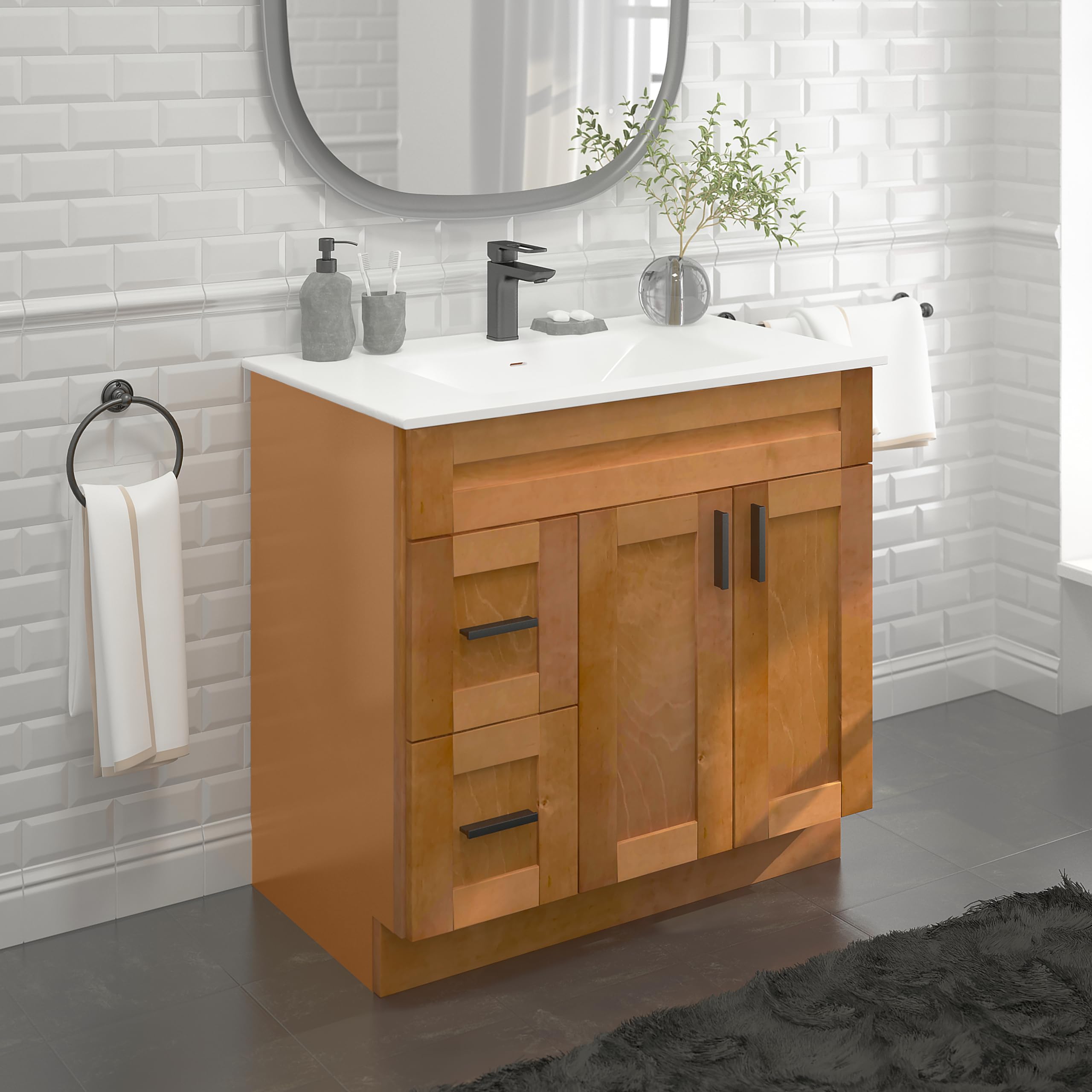 Amazon.com: La Royal Maple Shaker Sink Base Bathroom Vanity with ...