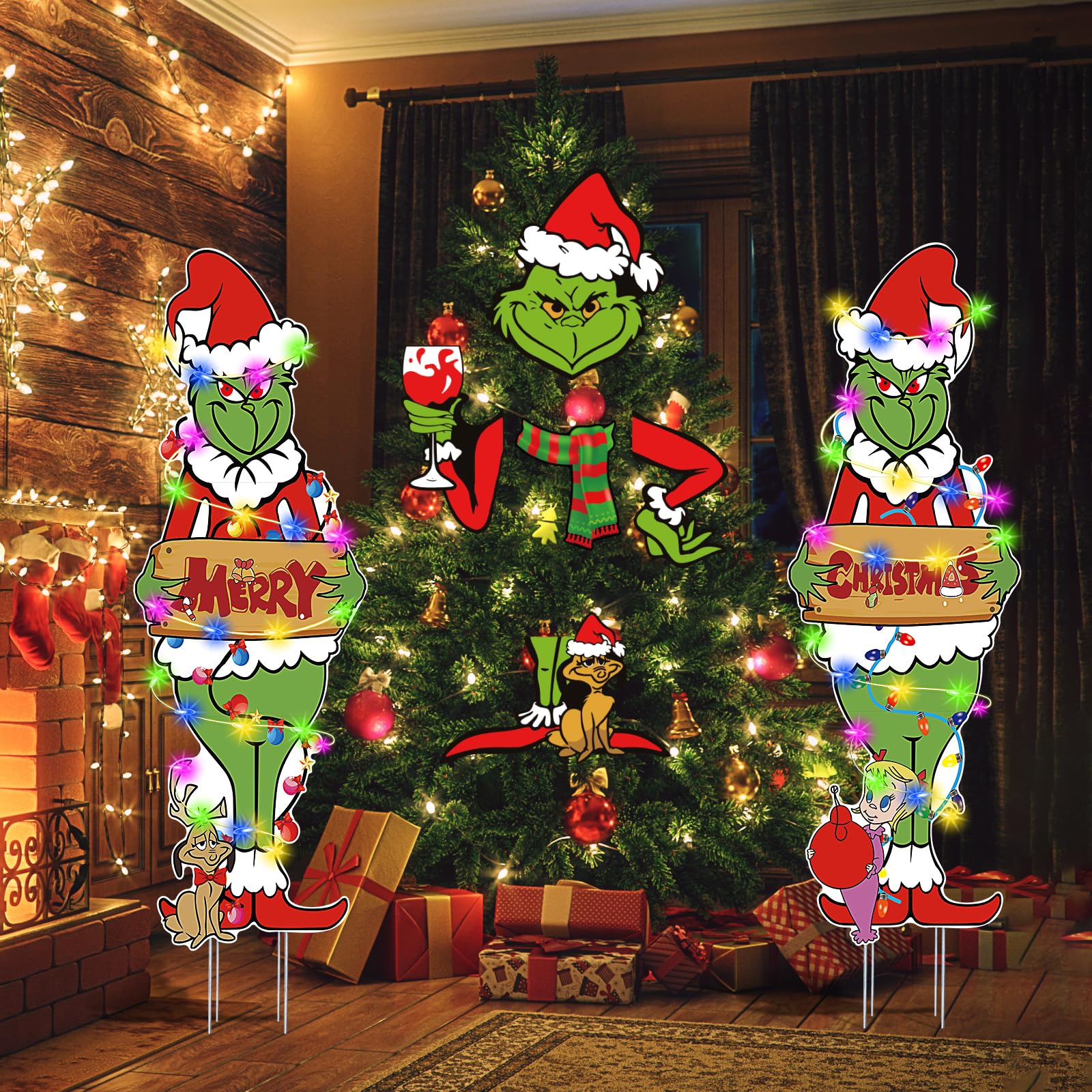 Grinch Yard Stakes Grinch Outdoor Christmas Decor At Lowes.com