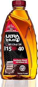 Amazon.com: Ultra1Plus SAE 15W-40 Synthetic Blend Heavy-Duty Motor Oil API CK-4/SN - 1 Quart