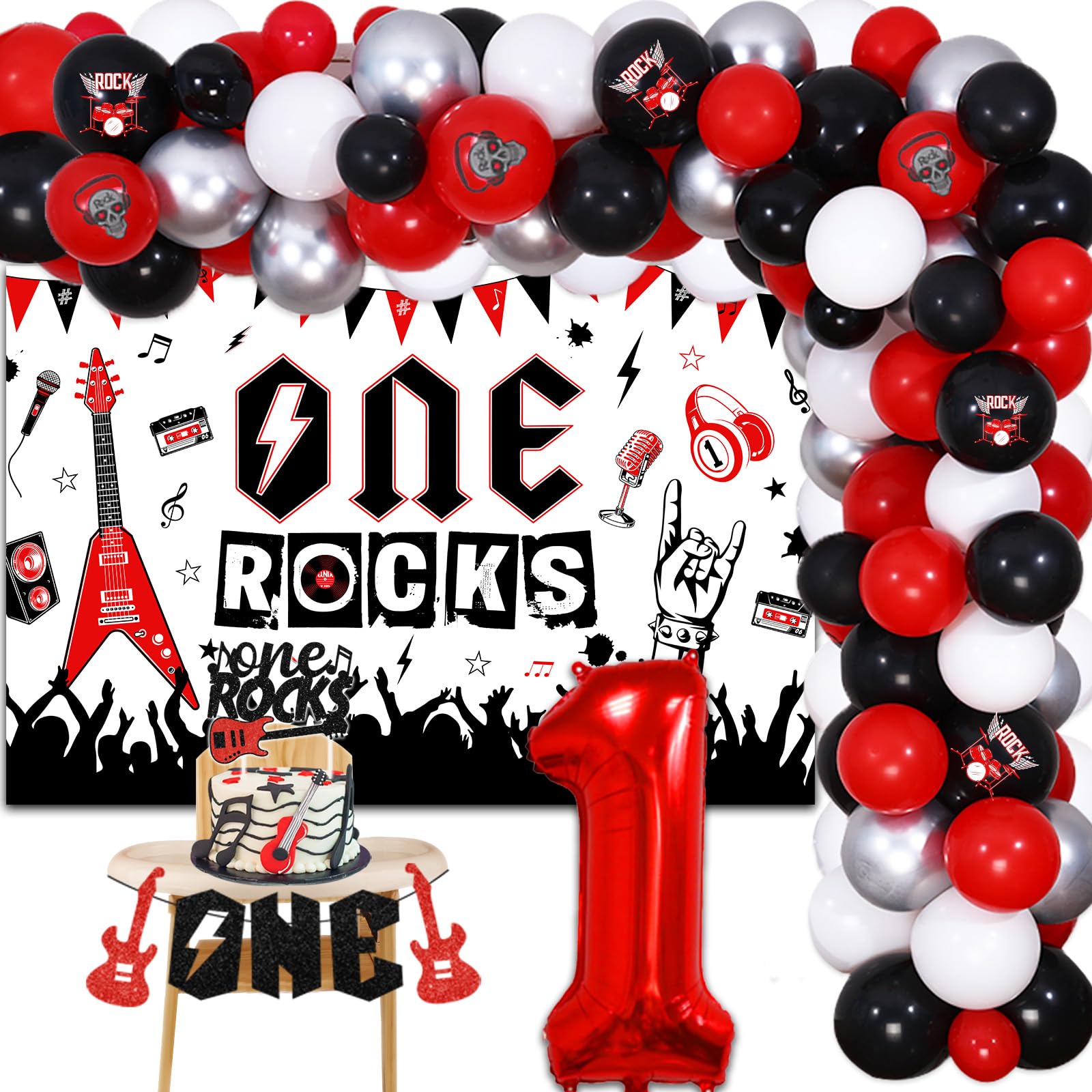 Sursurprise One Rocks 1st Birthday Decorations, Rock and Roll First ...
