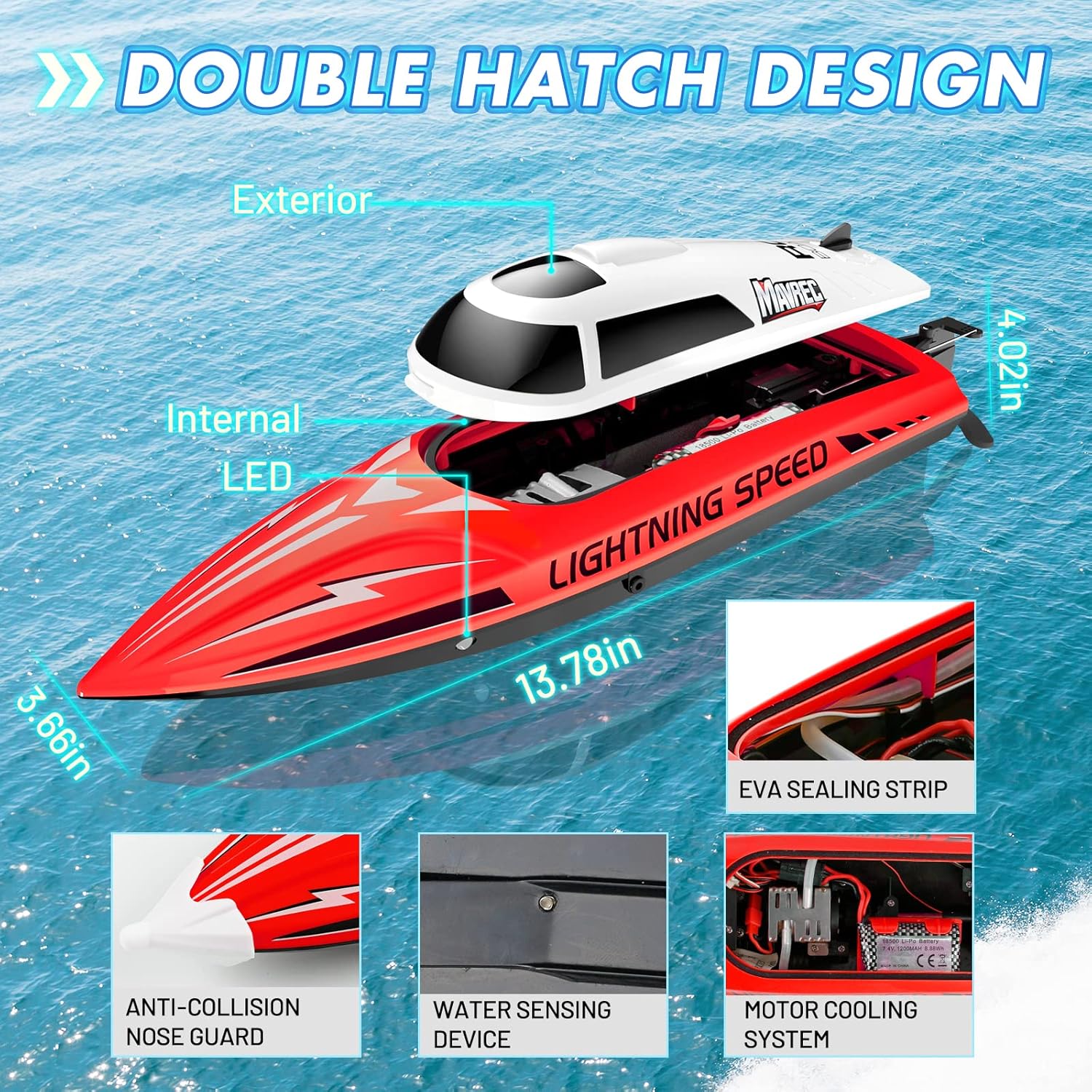 MAVREC TOYS Barco a control remoto barco de control remoto de 20 MPH ...