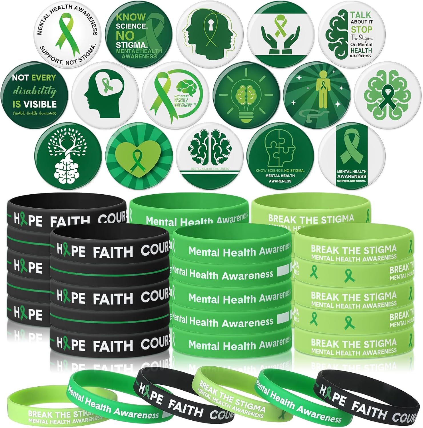 Amazon.com: Misdary 96 Pcs Mental Health Awareness Items Include 48 ...