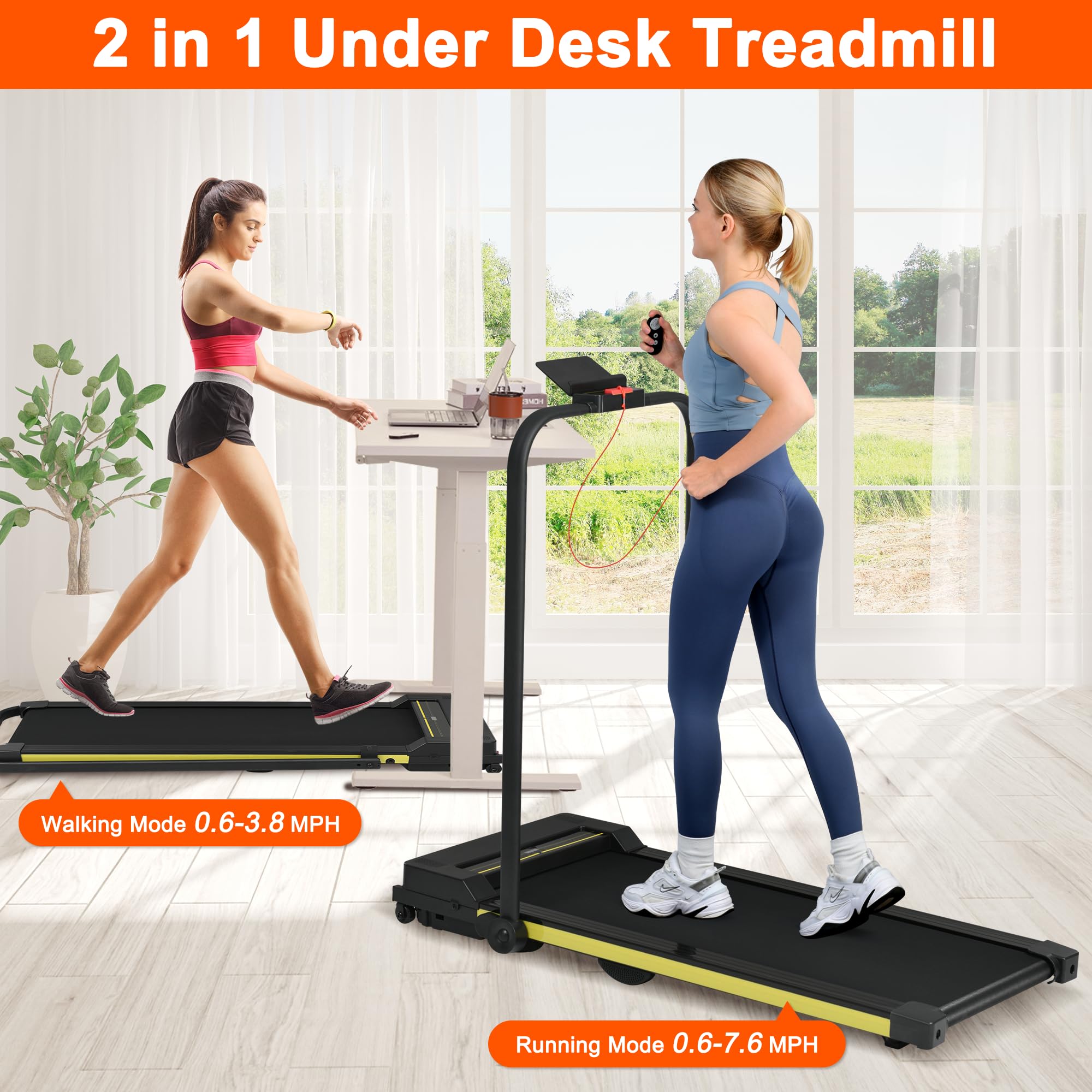 Snapklik.com : Under Desk Walking Pad Treadmill 300 LB Weight Capacity ...
