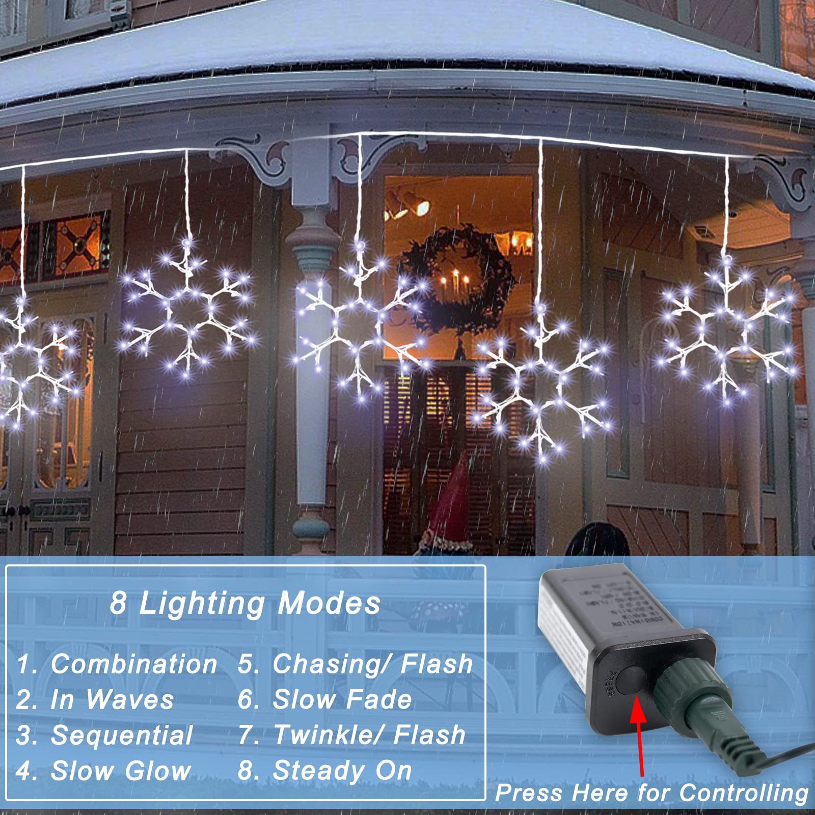 Large Blinking Snowflake Lights Infinity Hanging Snowflake Large White
