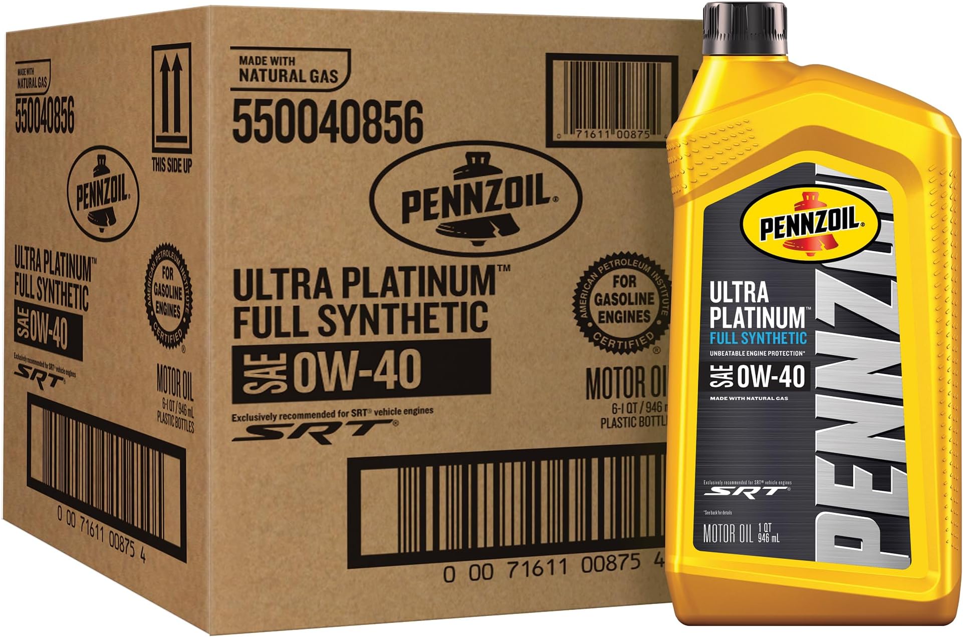 Pennzoil Ultra Platinum Full Synthetic 0W-40 Motor Oil, 1 Quart (6 Pack ...