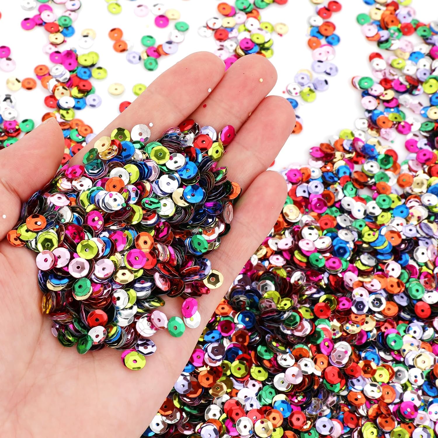 Amazon.com: 150 Grams Loose Sequins Flat Round Iridescent Rainbow ...
