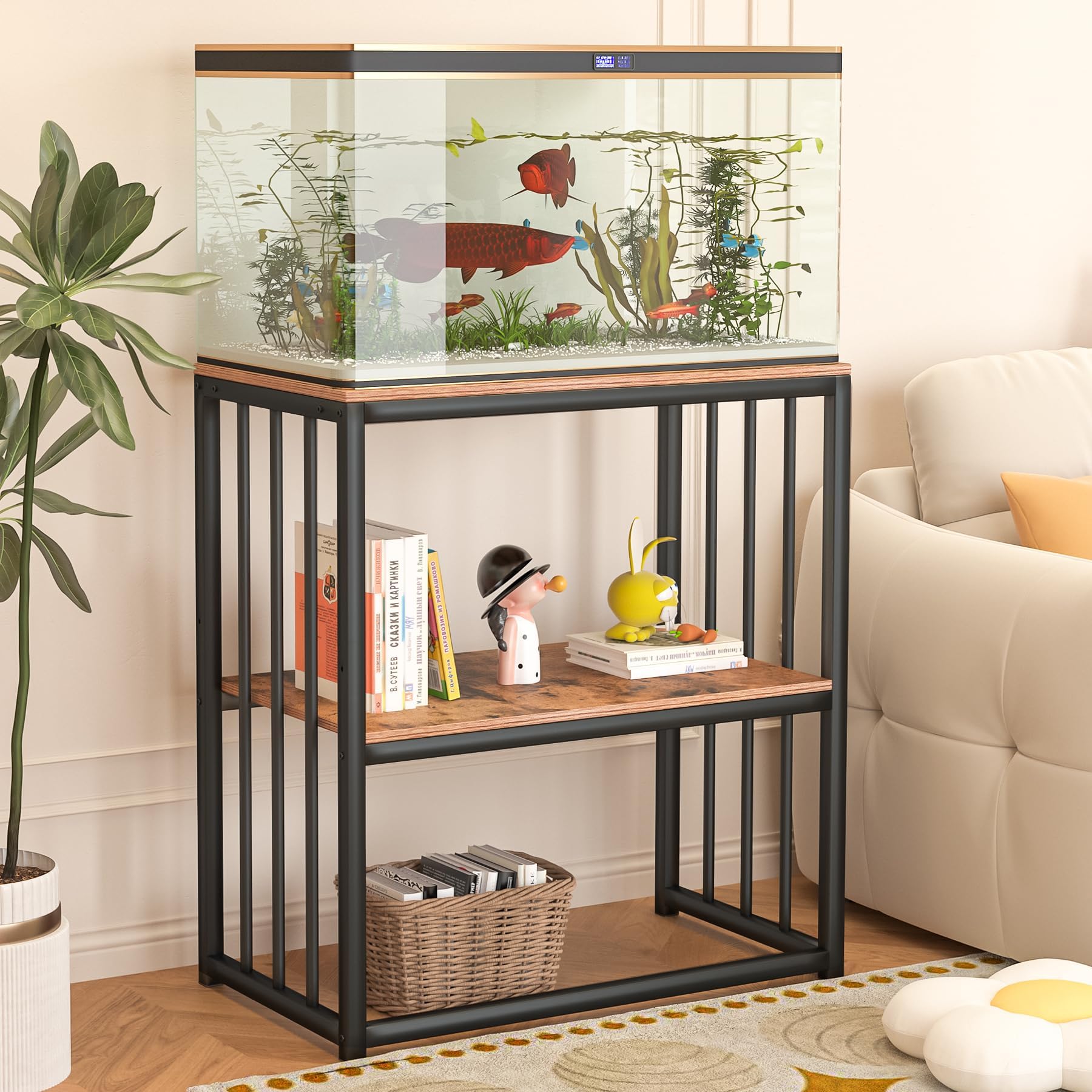 Amazon.com: GDLF 5-10 Gallon Fish Tank Stand with Plant Shelf Metal ...