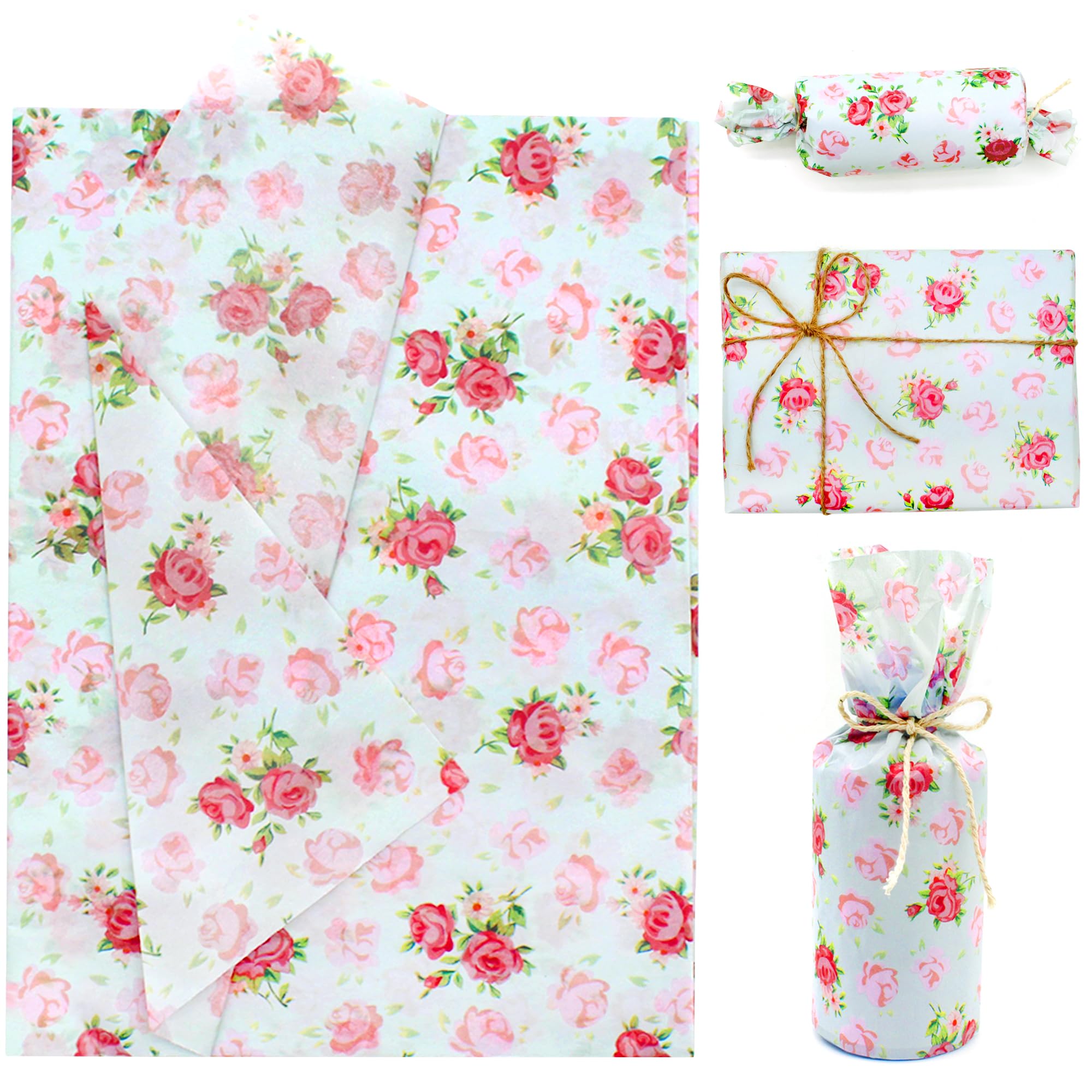 Amazon.com: Benvo 20 Sheets Floral Print Tissue Paper 20 inch x 29 inch ...