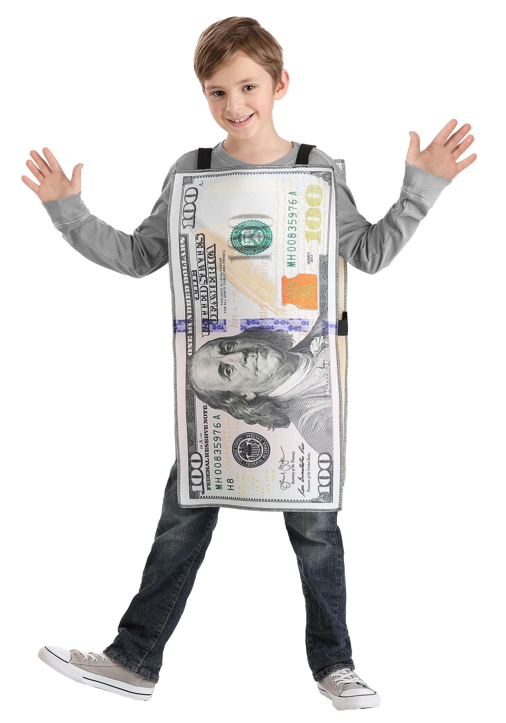 Amazon.com: 100 Dollar Bill Costume for Kid's - Funny Halloween Dress ...