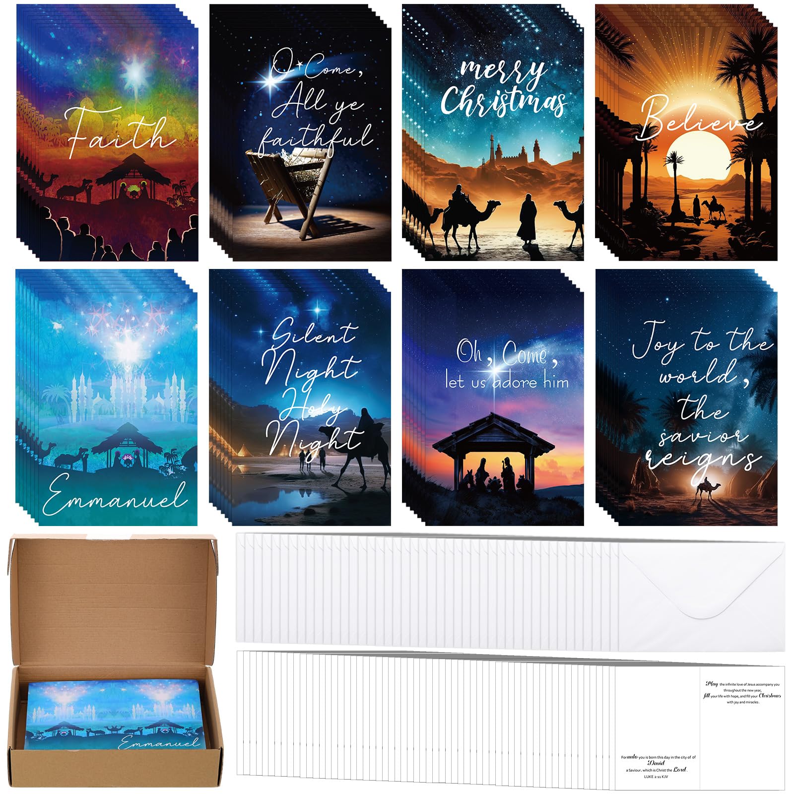 Snapklik.com : Cholemy 80 Sets Religious Christmas Holiday Cards Boxed