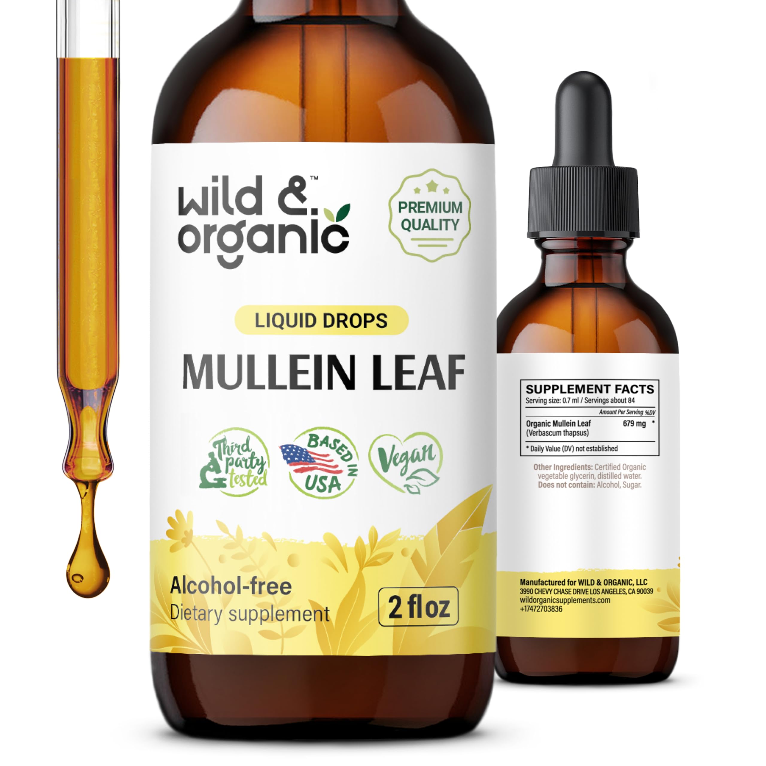 Amazon.com: Wild & Organic Mullein Drops for Lungs - Lung Detox and ...