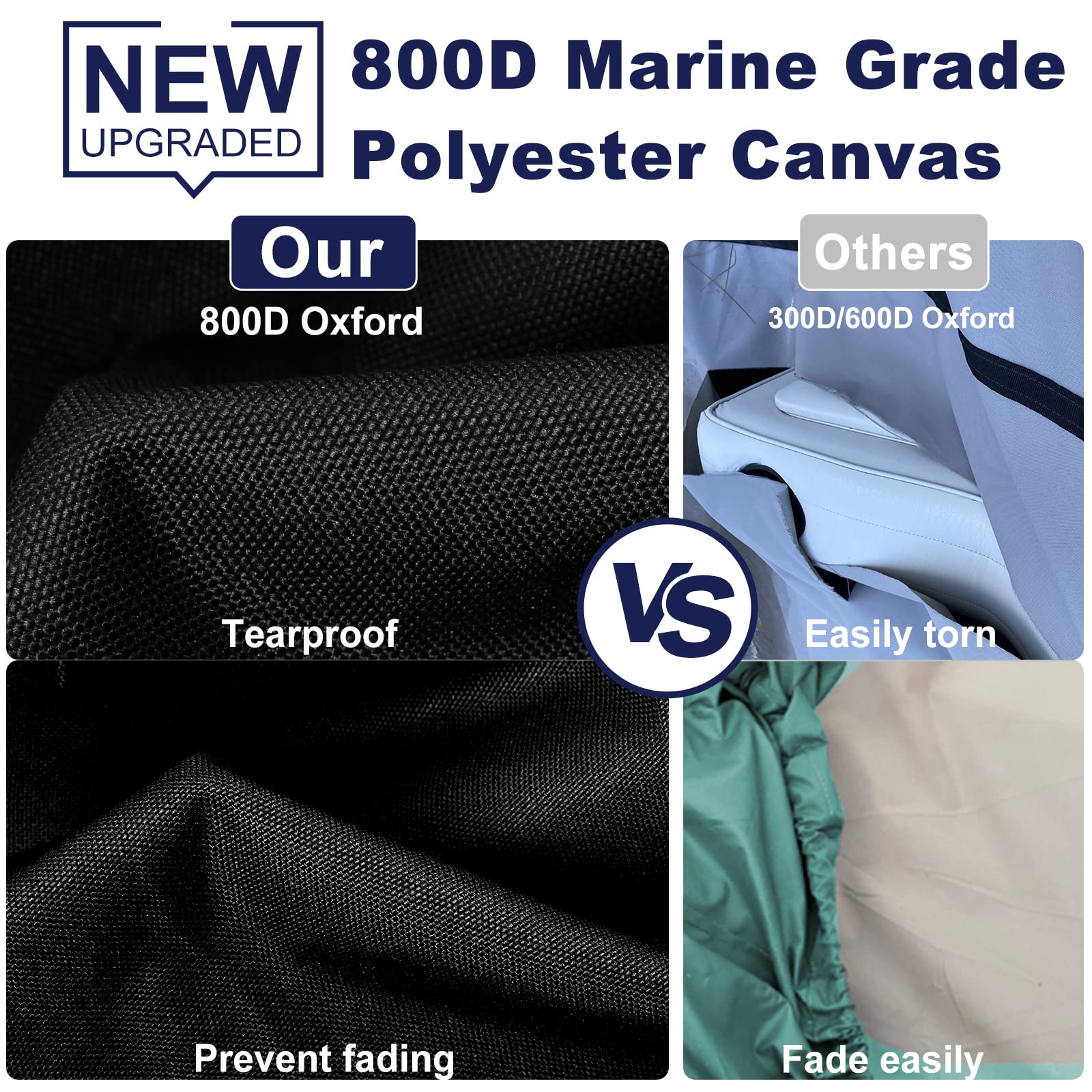 Nukugula 800D 100% Waterproof T-Top Boat Cover Marine Grade Canvas ...