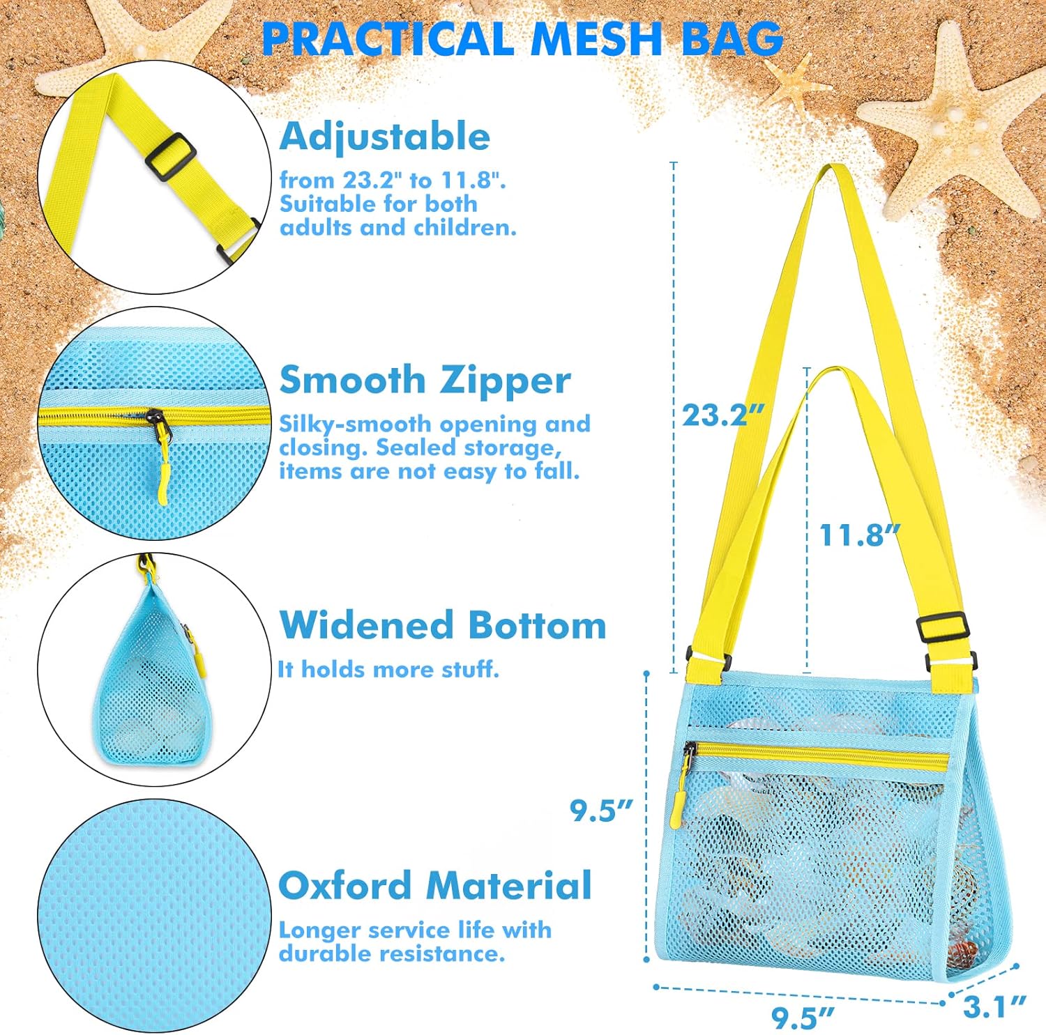 Beach Shovel with Mesh Beach Bag-Sand Sifter Shell Collecting Tools for ...