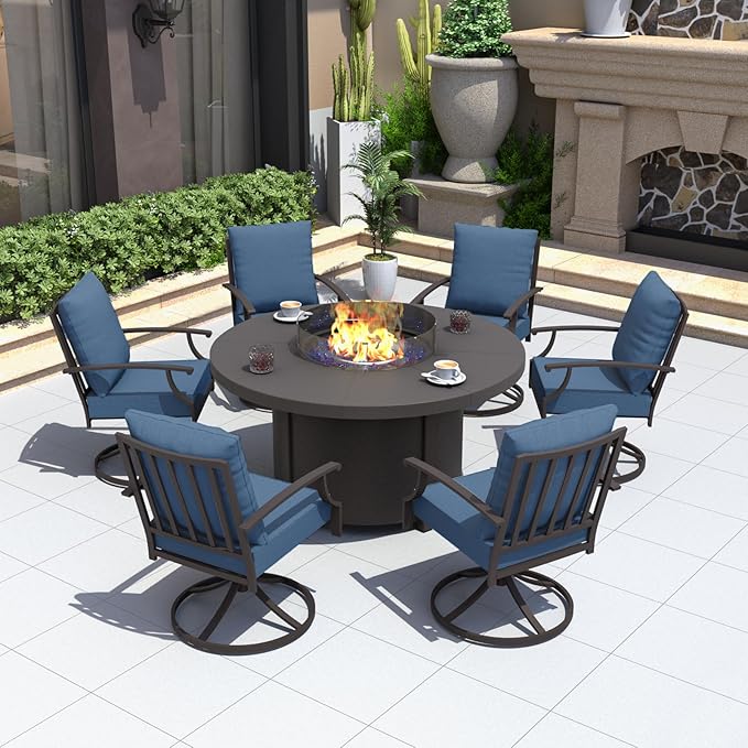 Amazon.com: Kurapika 7 Piece Metal Outdoor Patio Furniture Set with ...