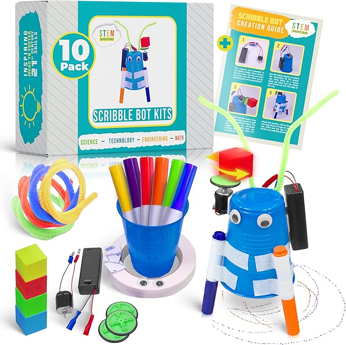 Amazon.com: DIY Doodle Scribble Bot Kit – Bulk Pack of 10 Drawing Motorized Doodle Art Robot ...