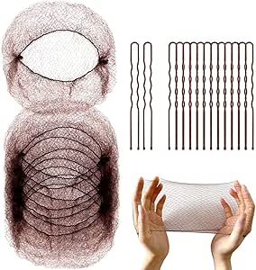 Hair Nets for Buns, 60pcs Brown Invisible Hair Bun Net Set,50 Pieces ...