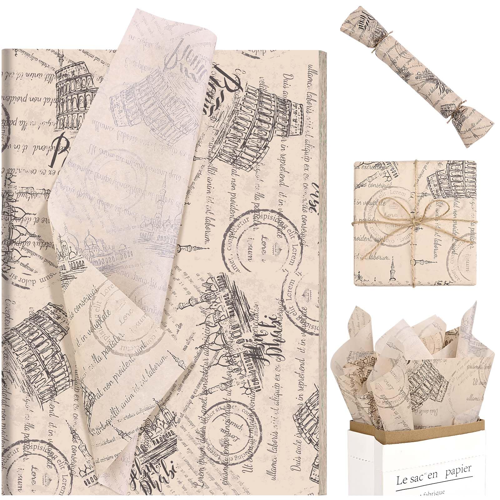 Amazon.com: 100 Sheets Vintage Newspaper Tissue Paper Retro Postcard ...