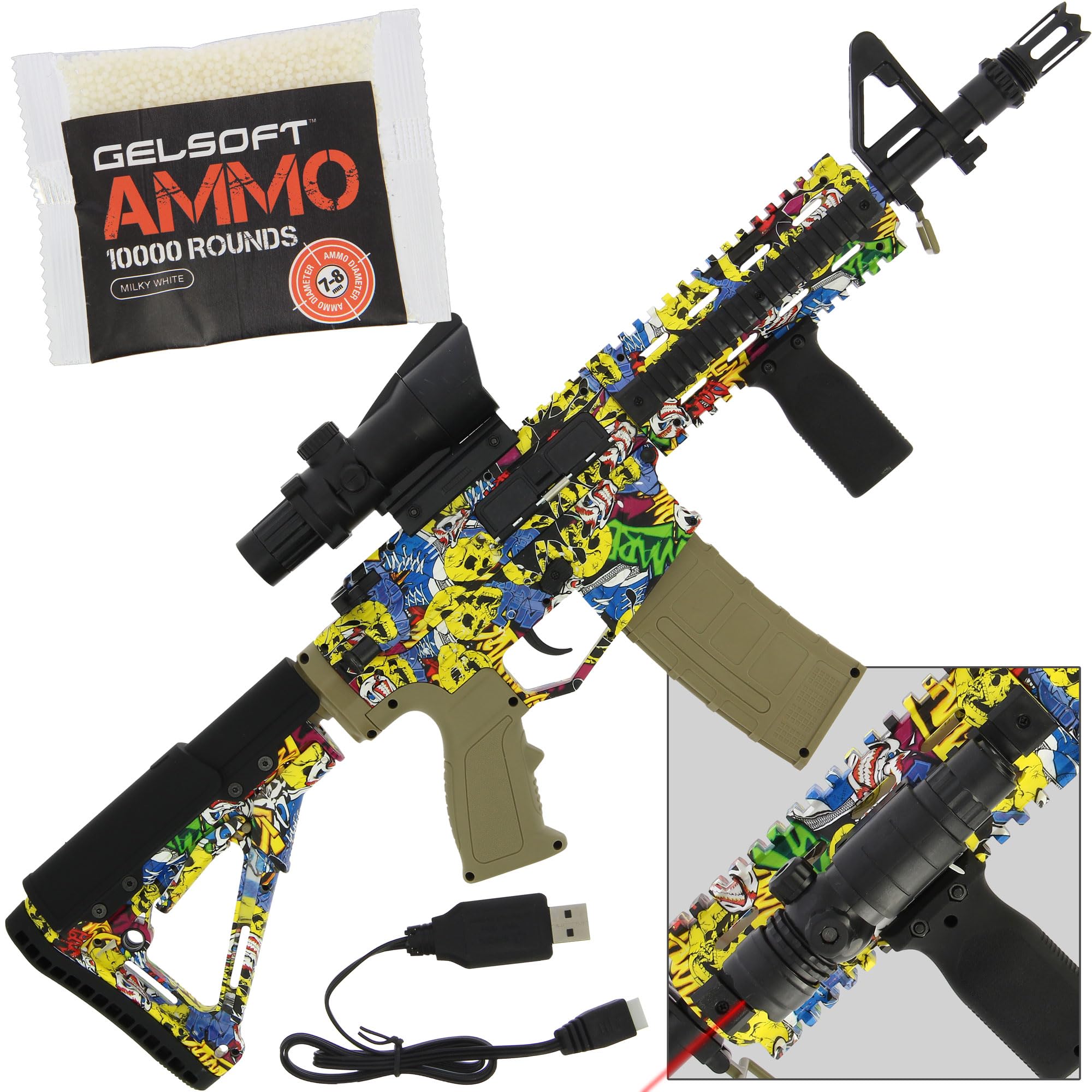 Gelsoft Rifle Gell Ball Blaster Gun Semi Full Auto Electric USB 25m ...