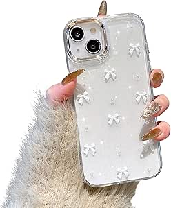 Amazon.com: EYZUTAK Case for iPhone 13/iPhone 14, Bling Glitter 3D Bowknot Phone Case Cute ...